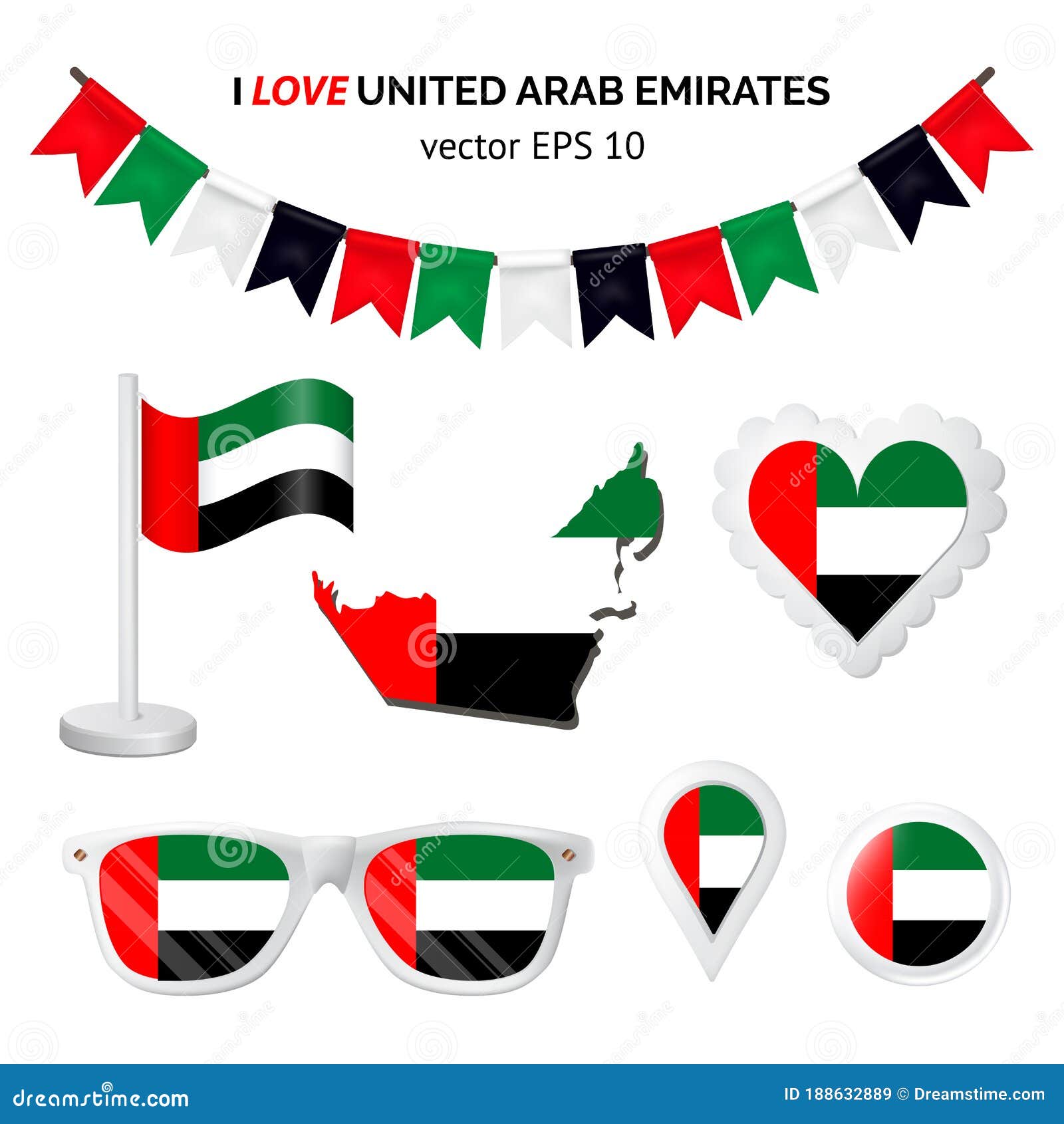 United Arab Emirates Symbols Set Stock Vector - Illustration of heart ...