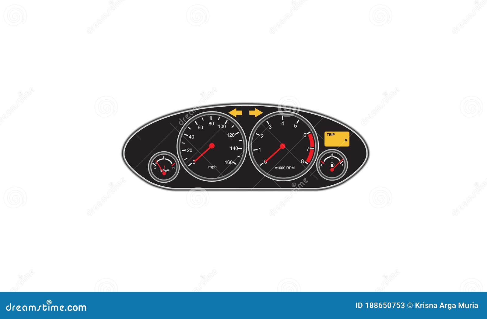 RPM Tachometer Automotive Dashboard Gauge Vector Illustration ...
