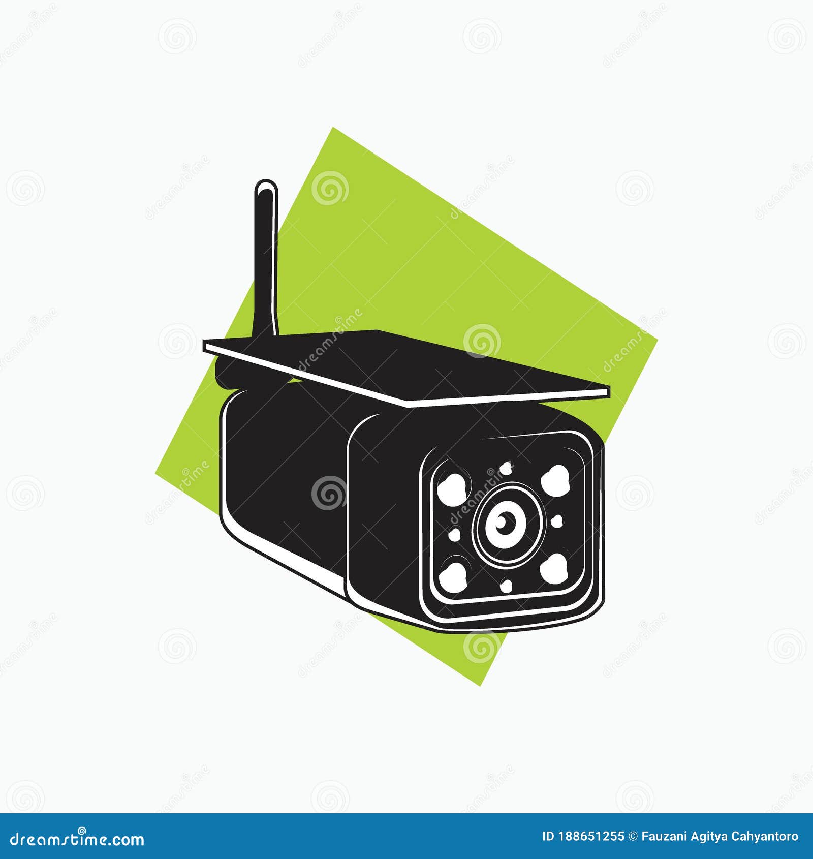 Silhouette Wireless CCTV with Solar Panel Icon - Cube Shaped CCTV ...