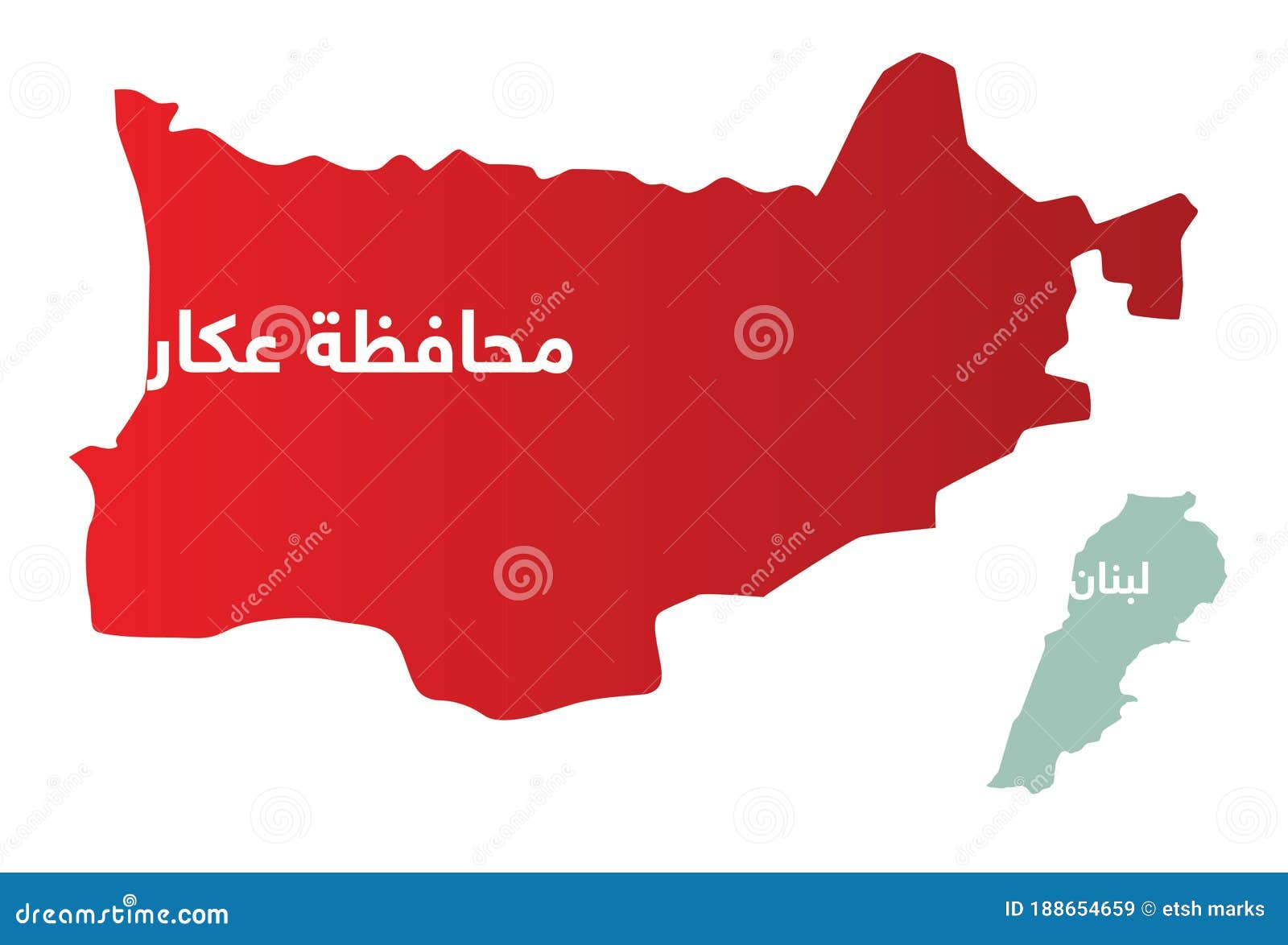 Simplified Map of the District of Akkar Governorate in Lebanon with ...