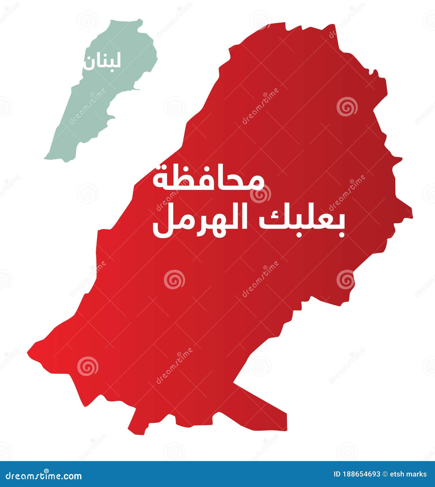 Simplified Map Of The District Of Baalbek-Hermel Governorate In Lebanon ...