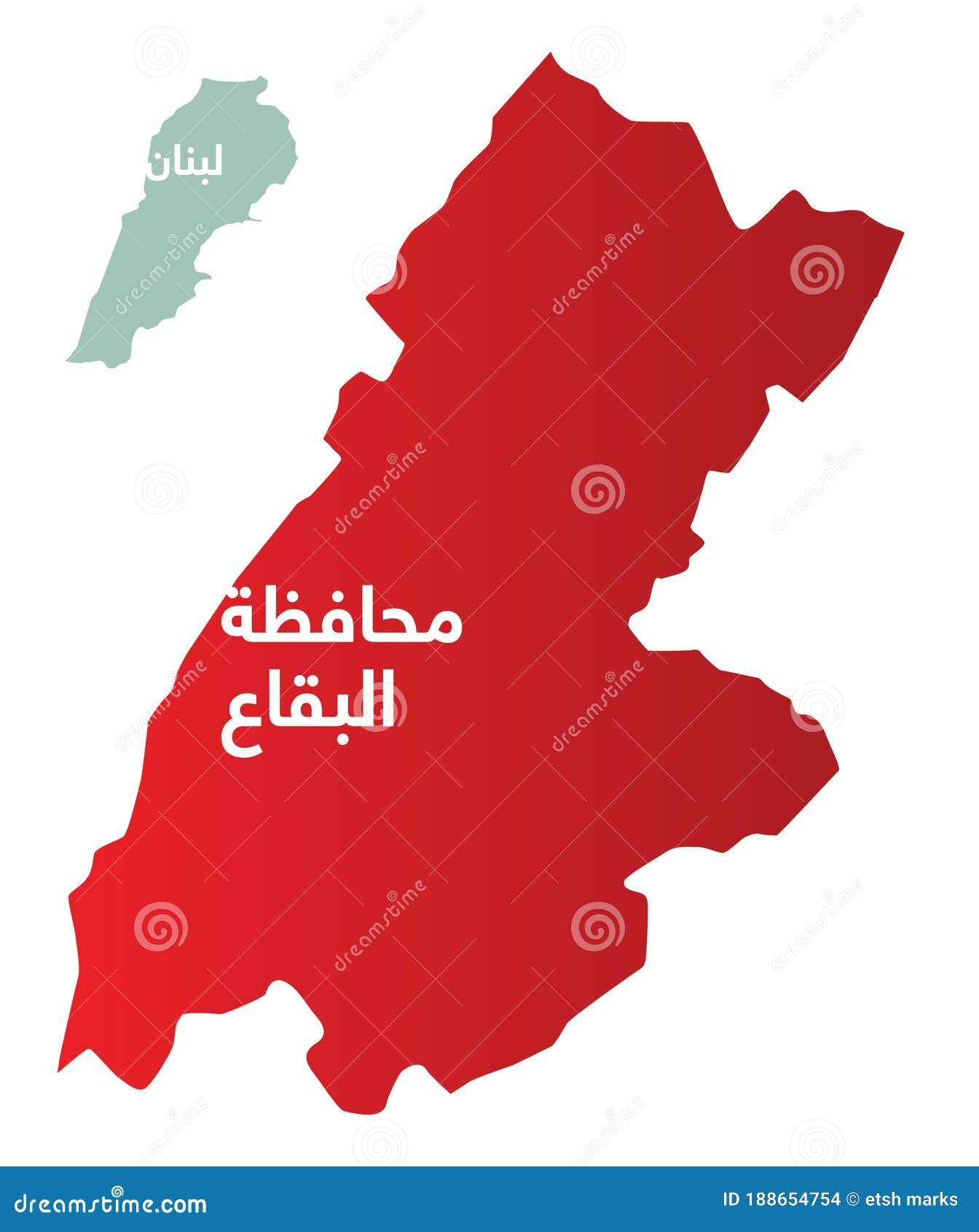 Simplified Map of the District of Beqaa Governorate in Lebanon with ...
