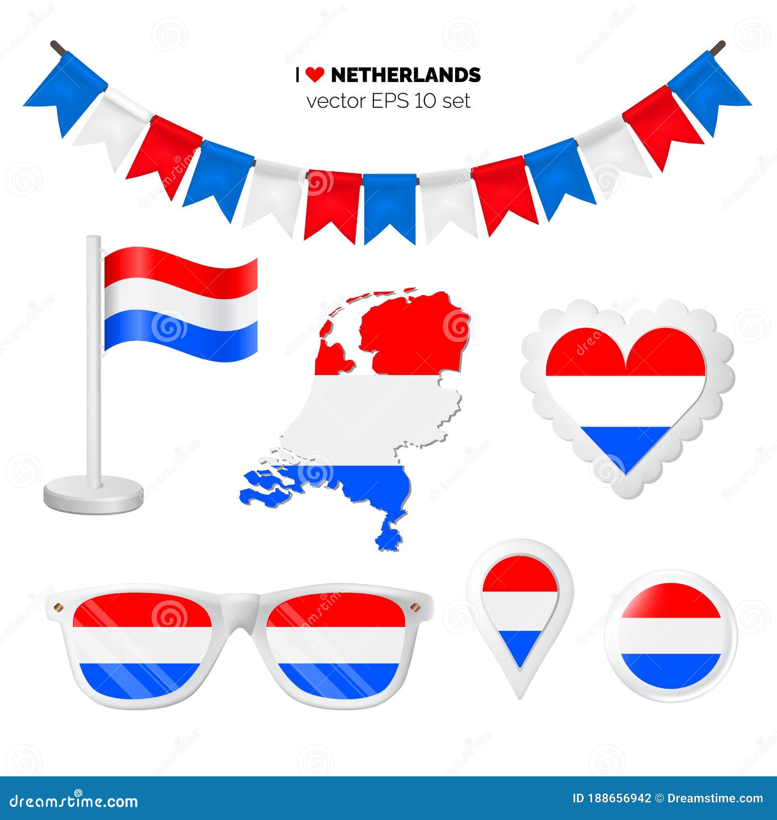 Netherlands symbol set stock vector. Illustration of glasses - 188656942