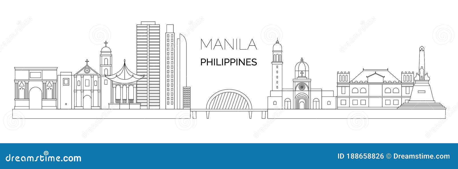 Landscape of Manila city stock vector. Illustration of long - 188658826