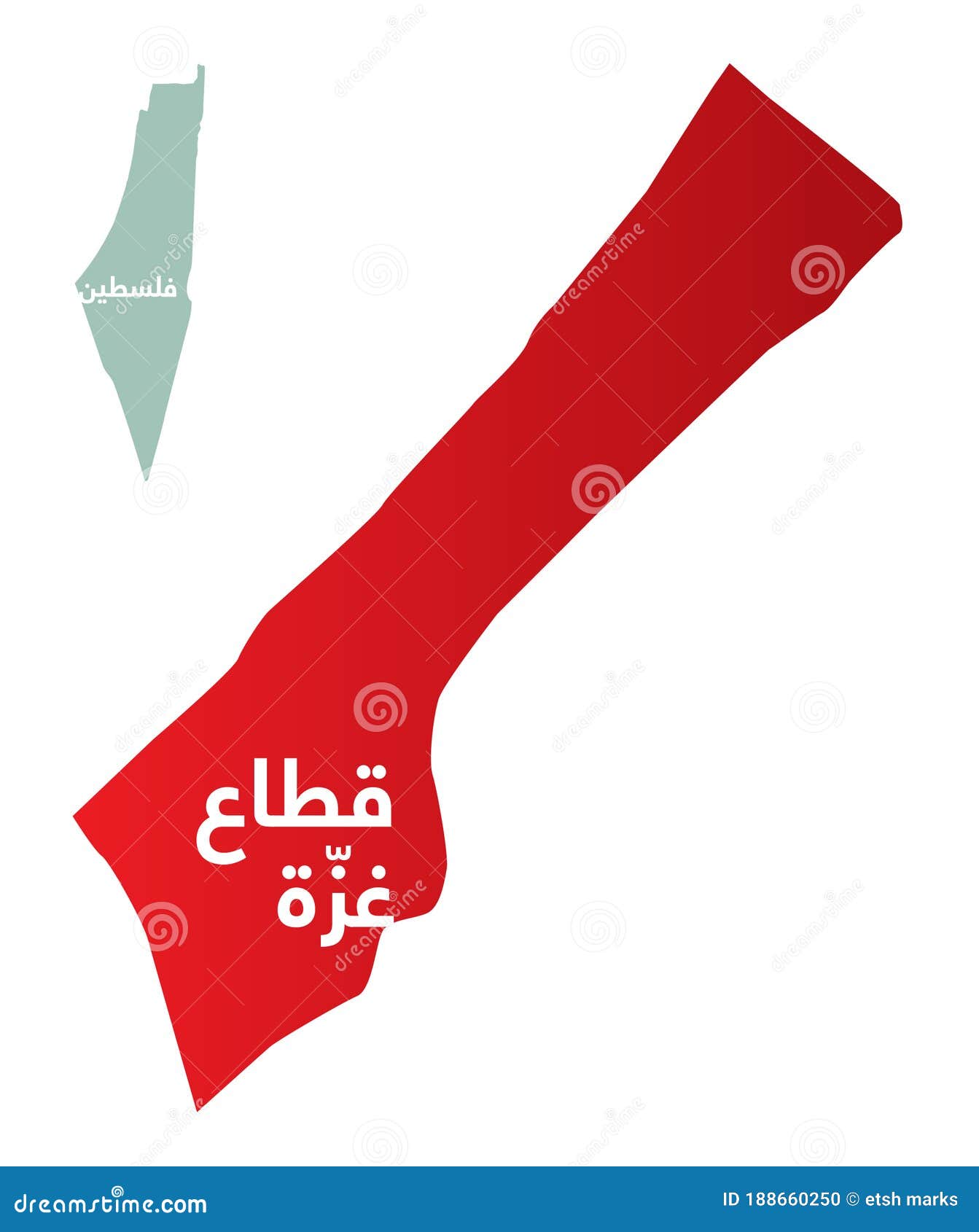 Simplified Map of the Gaza Strip with Arabic for `Gaza Strip`. Stock ...