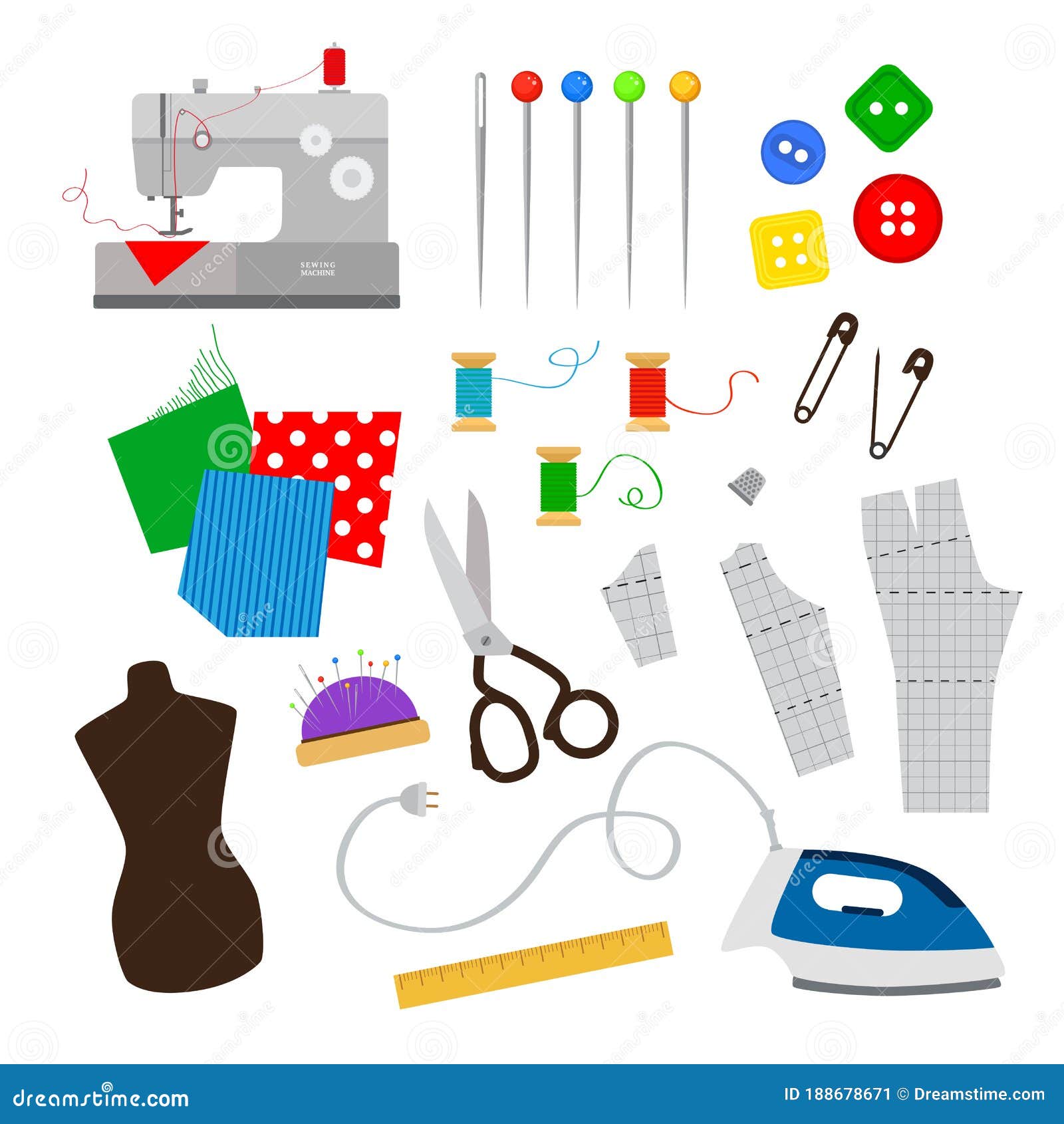 Vector tailor set stock vector. Illustration of machine - 188678671