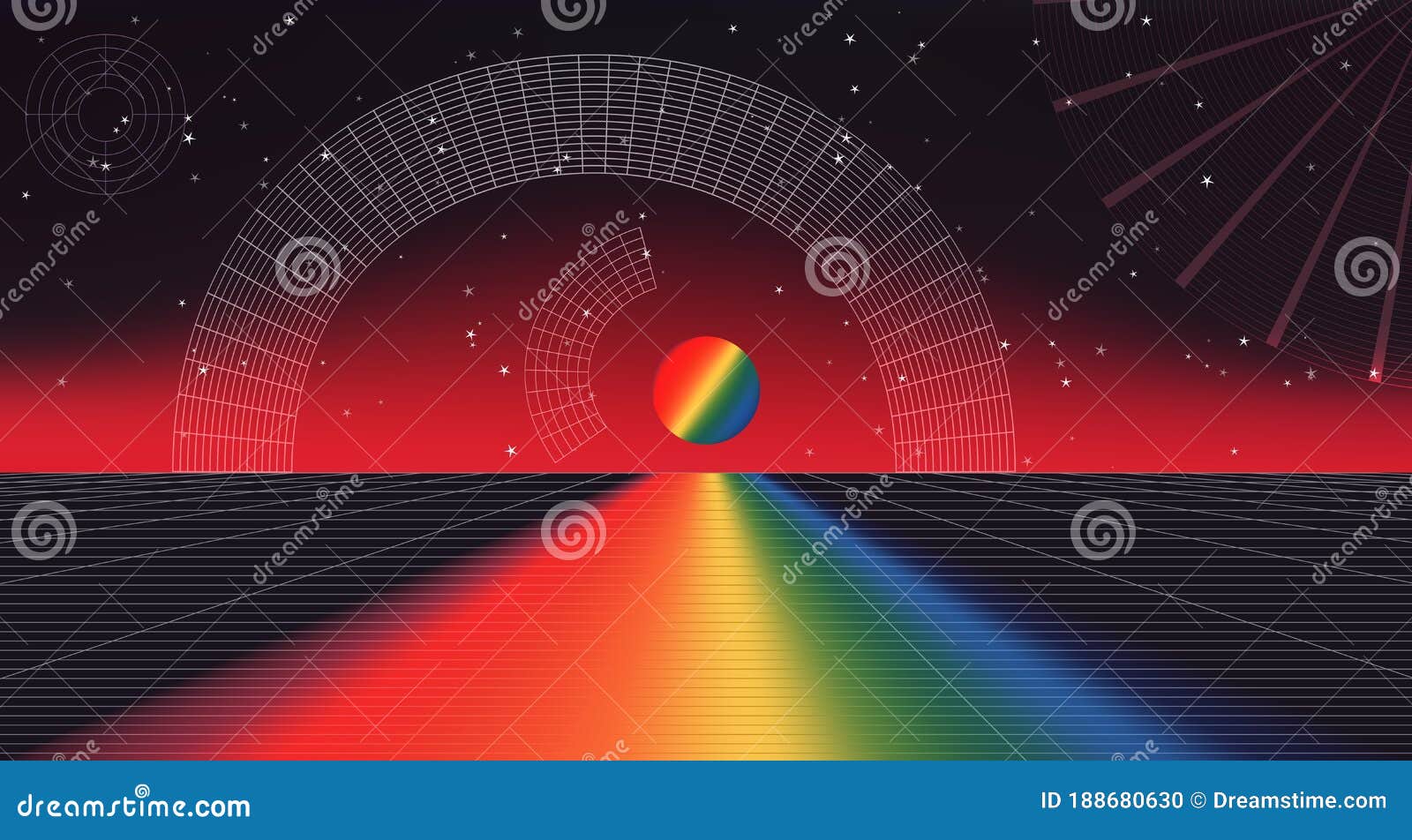 Retro Futuristic Background Stock Vector - Illustration of horizon ...