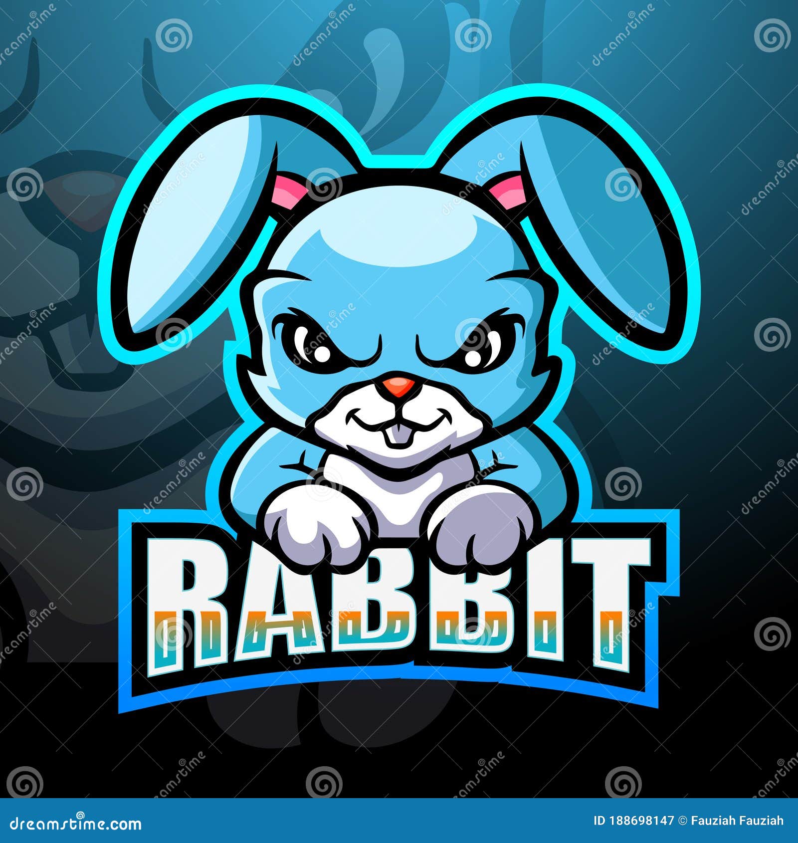Rabbit Mascot Esport Logo Design Stock Vector - Illustration of face ...