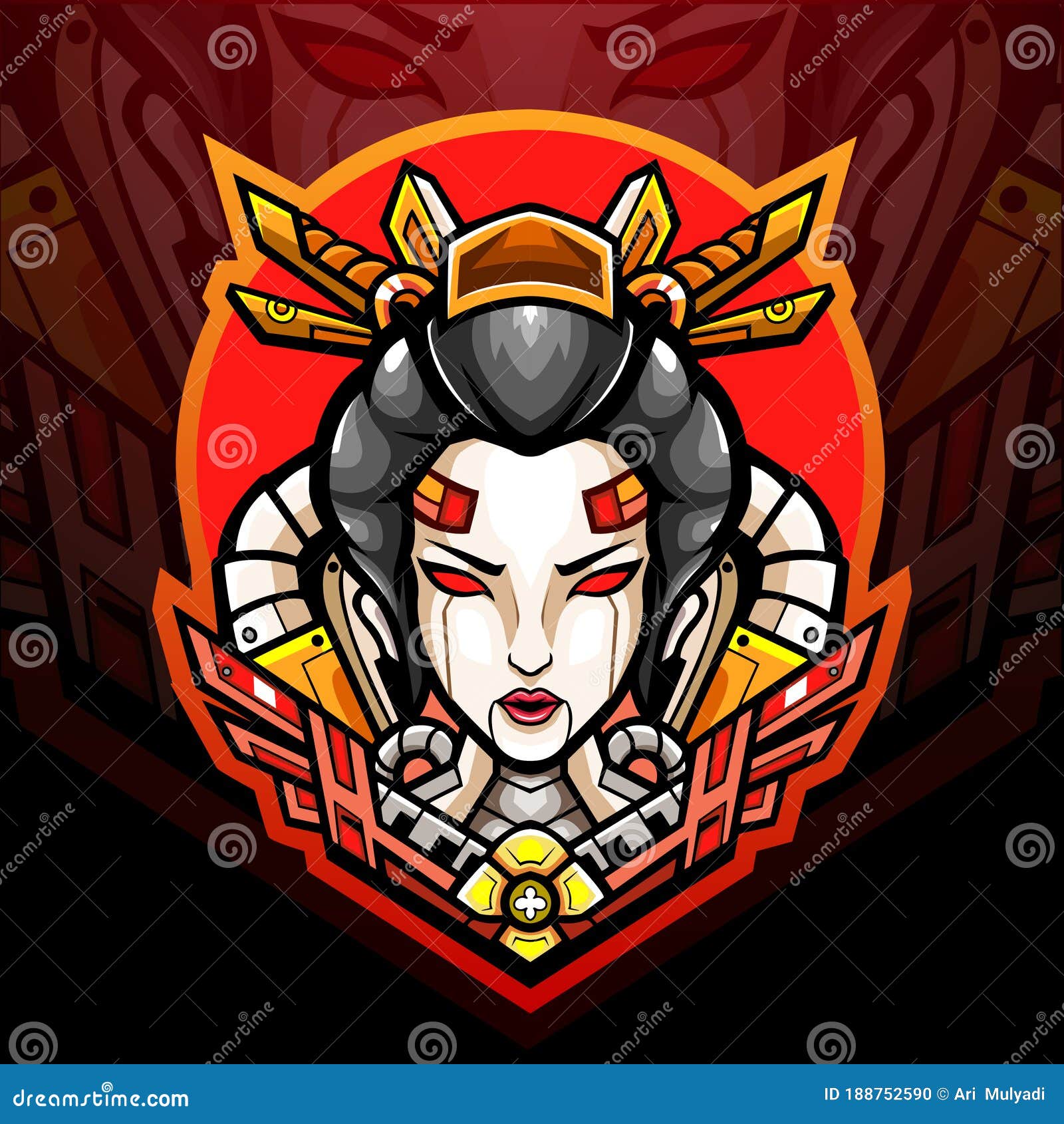 Kitsune Cyborg Mascot. Esport Logo Design Cartoon Vector ...