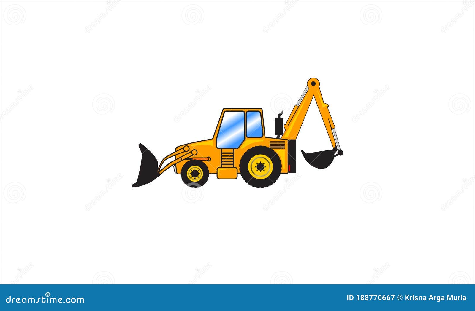2D Yellow Building Wheel Frontal Loader Stock Vector - Illustration of ...