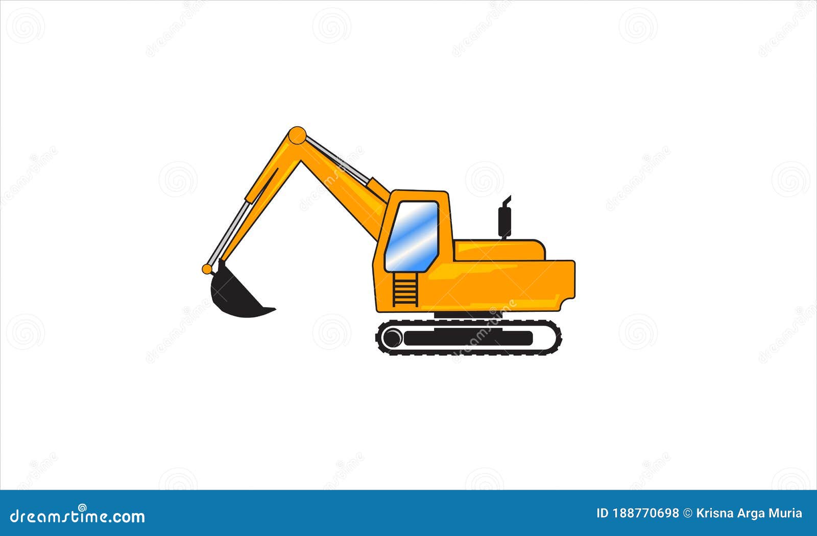 2D Yellow Excavator View from Side Stock Vector - Illustration of ...