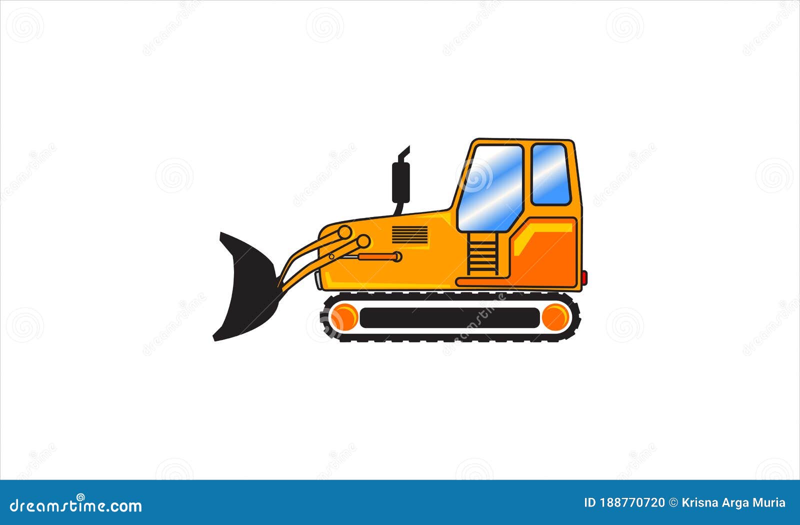 Simple 2D Yellow Building Wheel Frontal Loader View from Side Stock ...