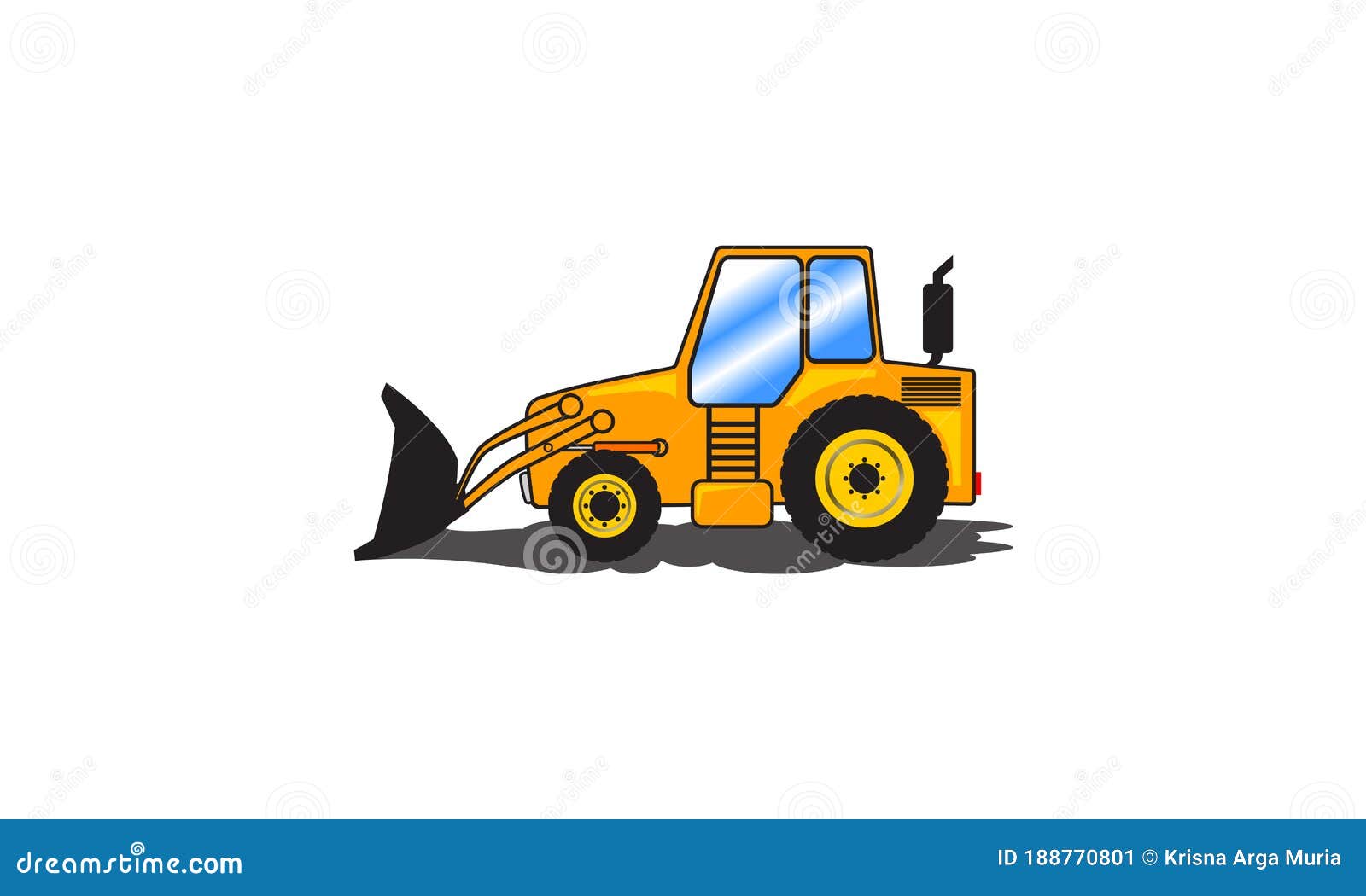 2D Yellow Building Wheel Frontal Loader Stock Vector - Illustration of ...