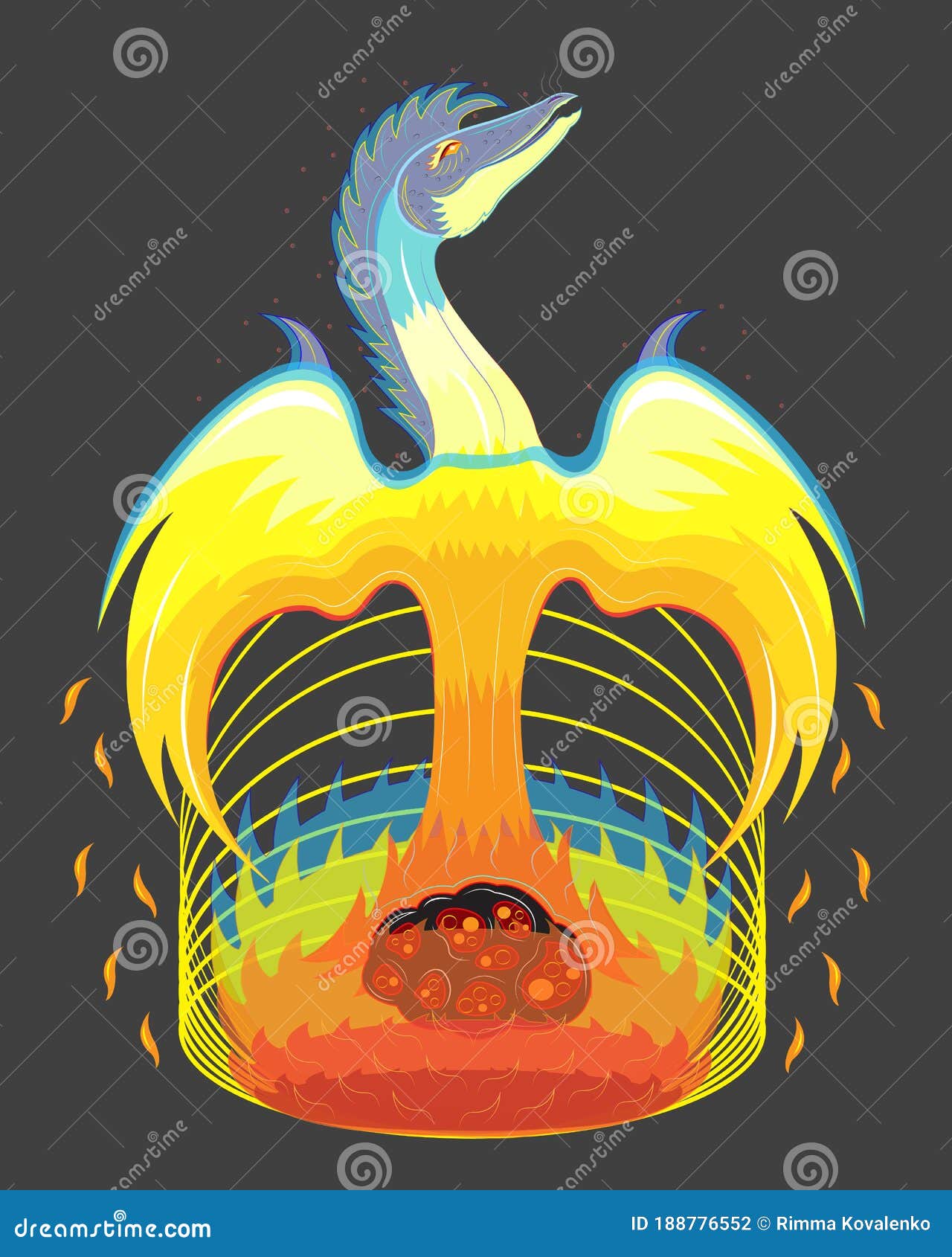 Phoenix Born from a Meteorite Fire Stock Vector - Illustration of ...