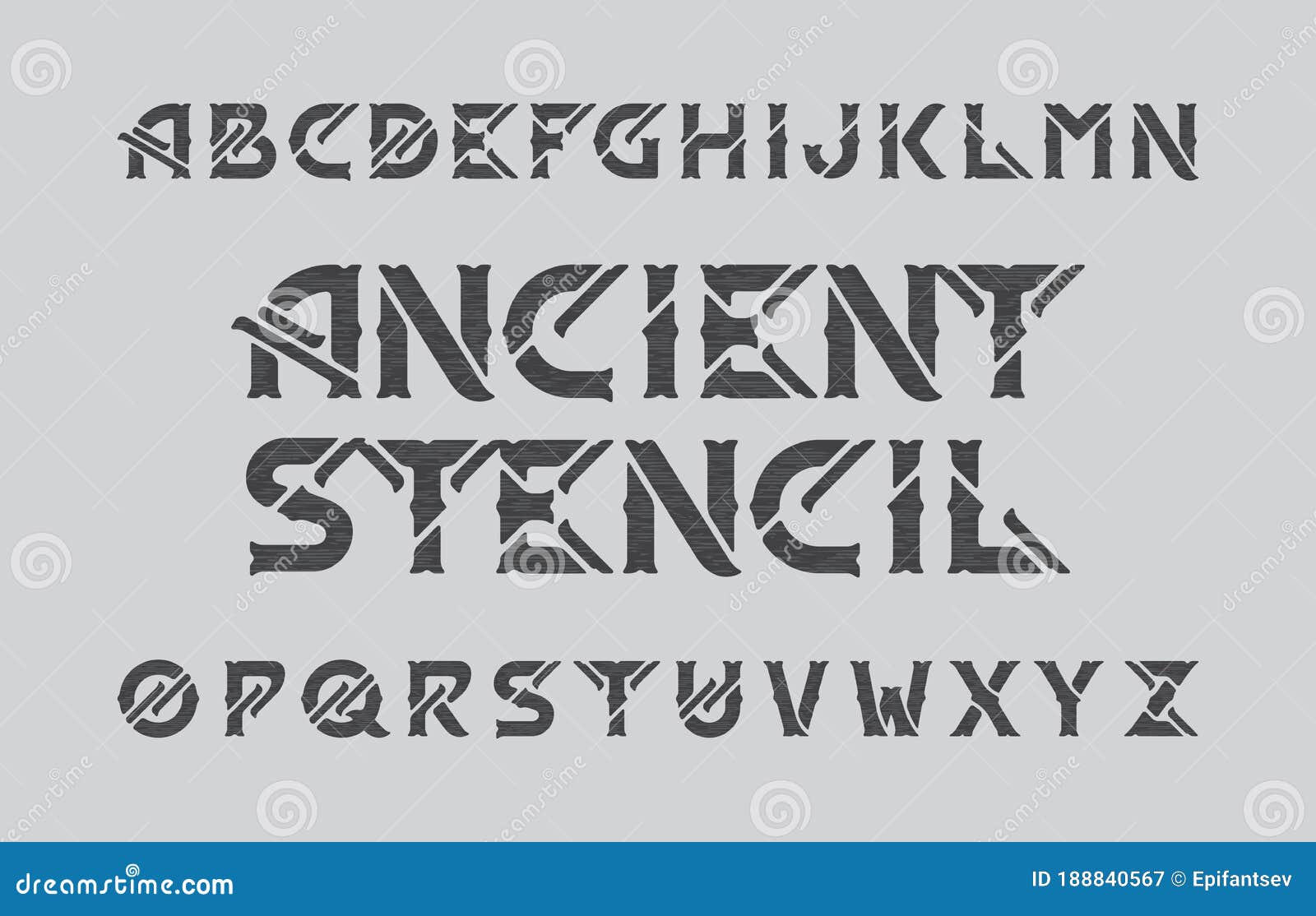 Ancient Stencil Alphabet Font. Vintage Letters Stock Vector ...
