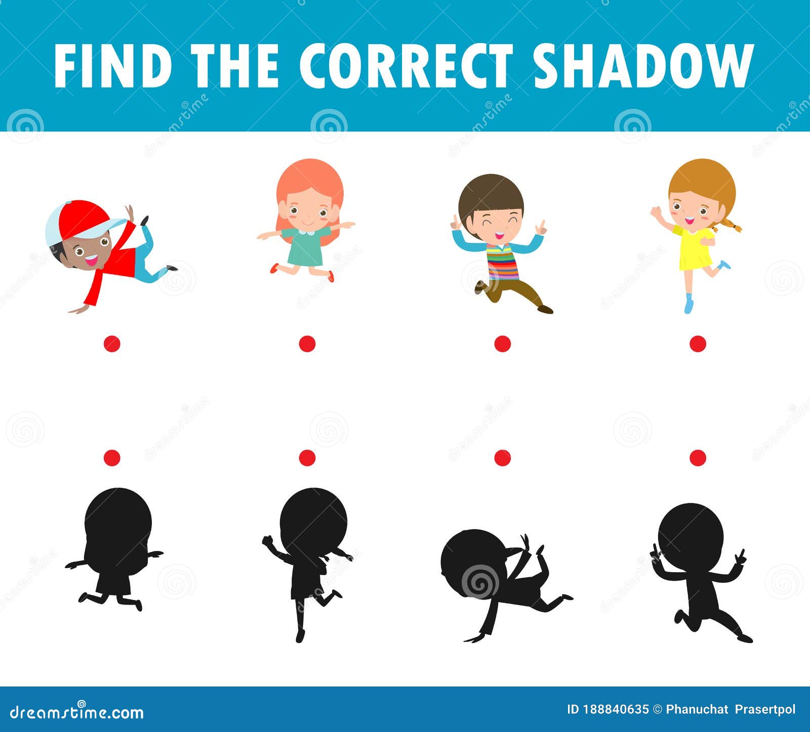 Shadow Matching Game for Kids, Visual Game for Children. Connect the ...