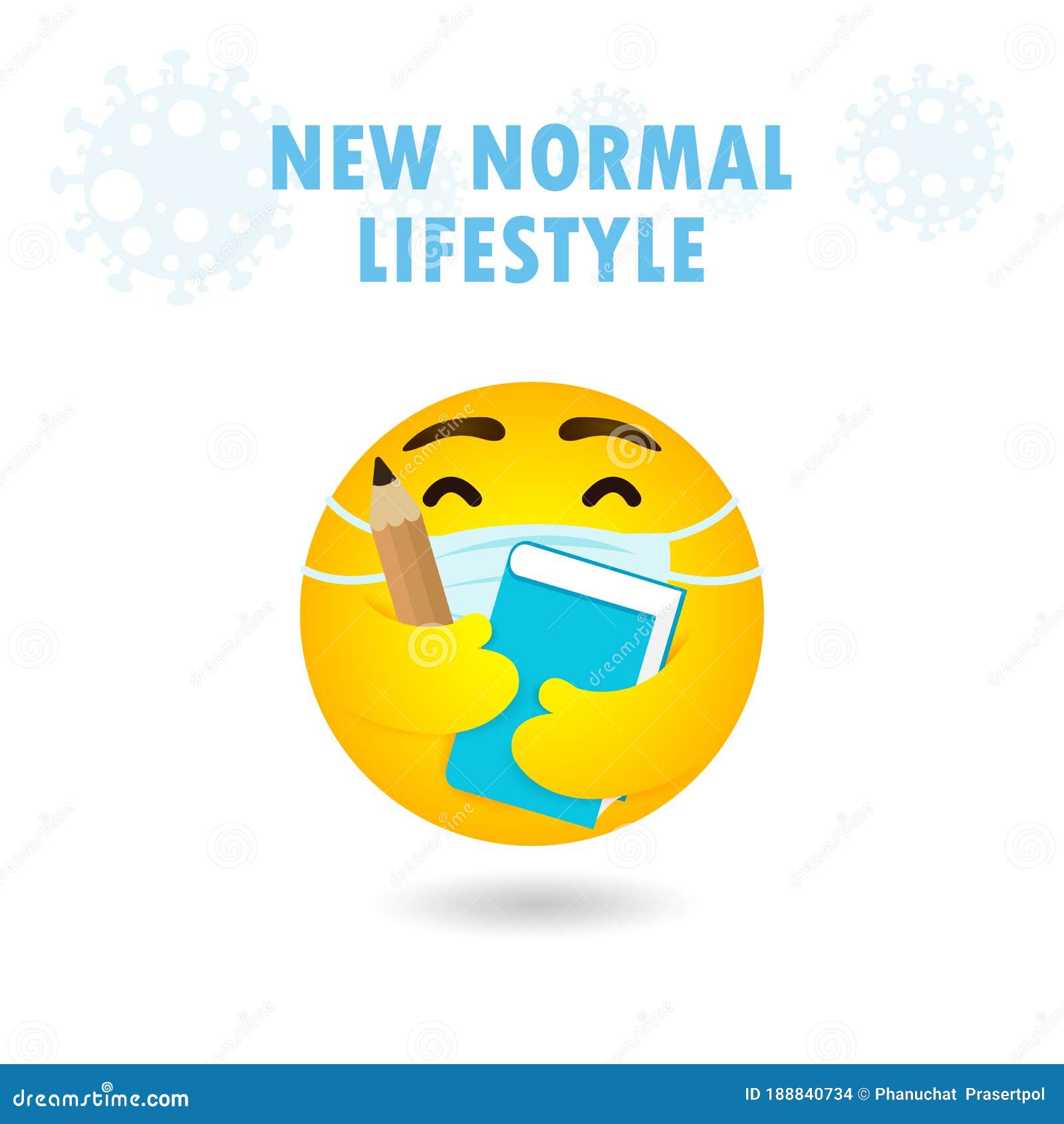 Back To School for New Normal Lifestyle Concept. Emoji Emoticon Wearing ...