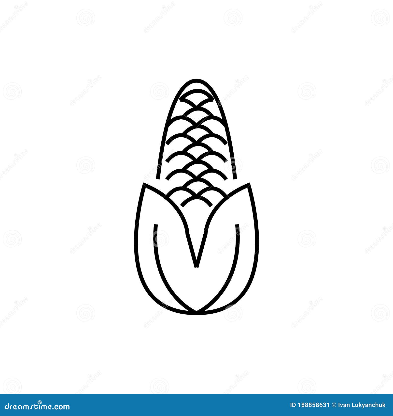 Corn Line Art For Kid Coloring Book Icon Cartoon. Vector Illustration ...