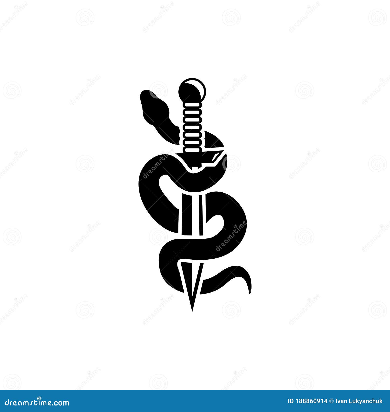 Snake and Dagger, Serpent Wraps Around a Sword Vector Vintage Tattoo ...