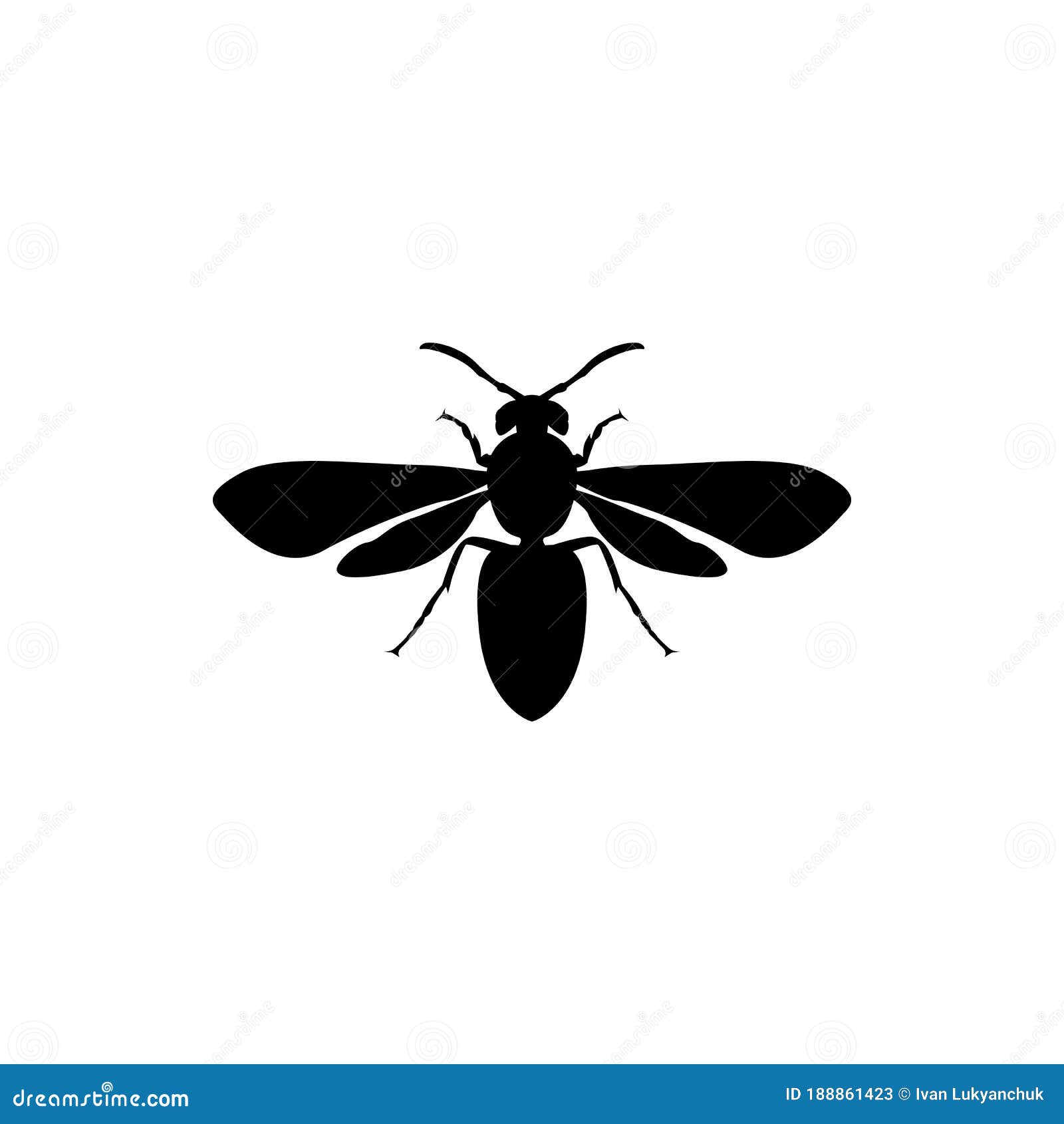 Insect Wasp Icon. Black Wasp Vector Illustration On A White Background ...