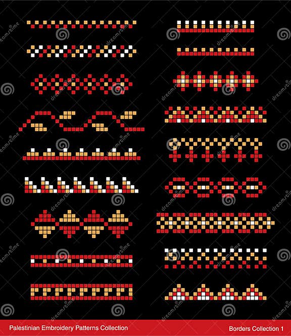 Palestinian Embroidery Border Collection. Stock Vector - Illustration ...