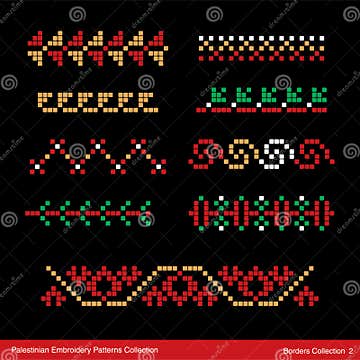 Traditional Palestinian Embroidery Borders Collection. Stock Vector ...