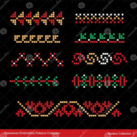 Traditional Palestinian Embroidery Borders Collection. Stock Vector ...