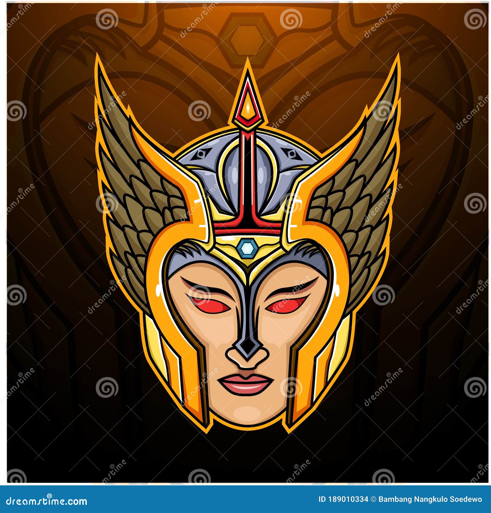 Valkyrie Head Esport Mascot Logo Design Stock Vector - Illustration of ...