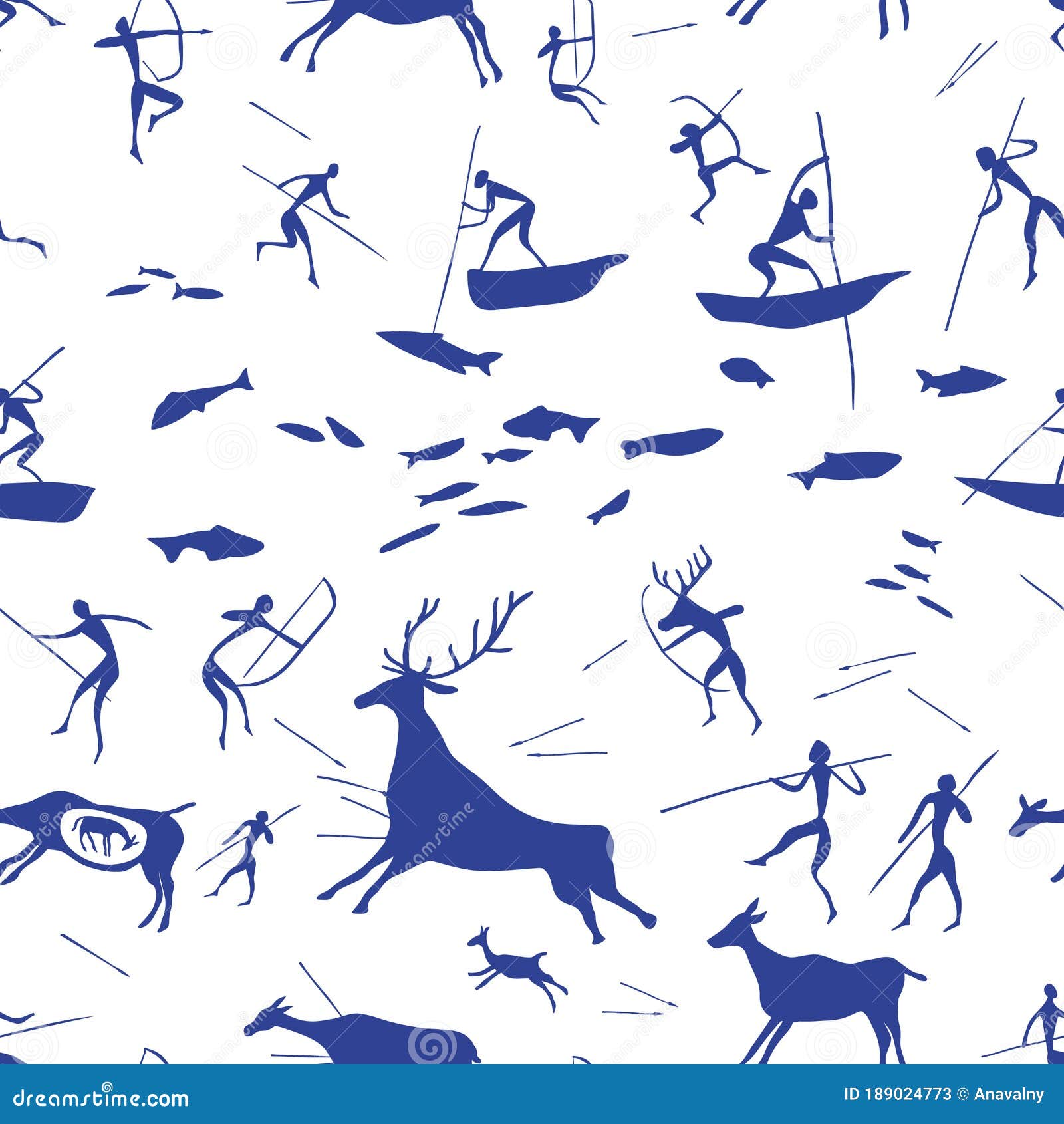 Ancient Bush Mans Hunting. Abstract Background. Seamless Pattern ...