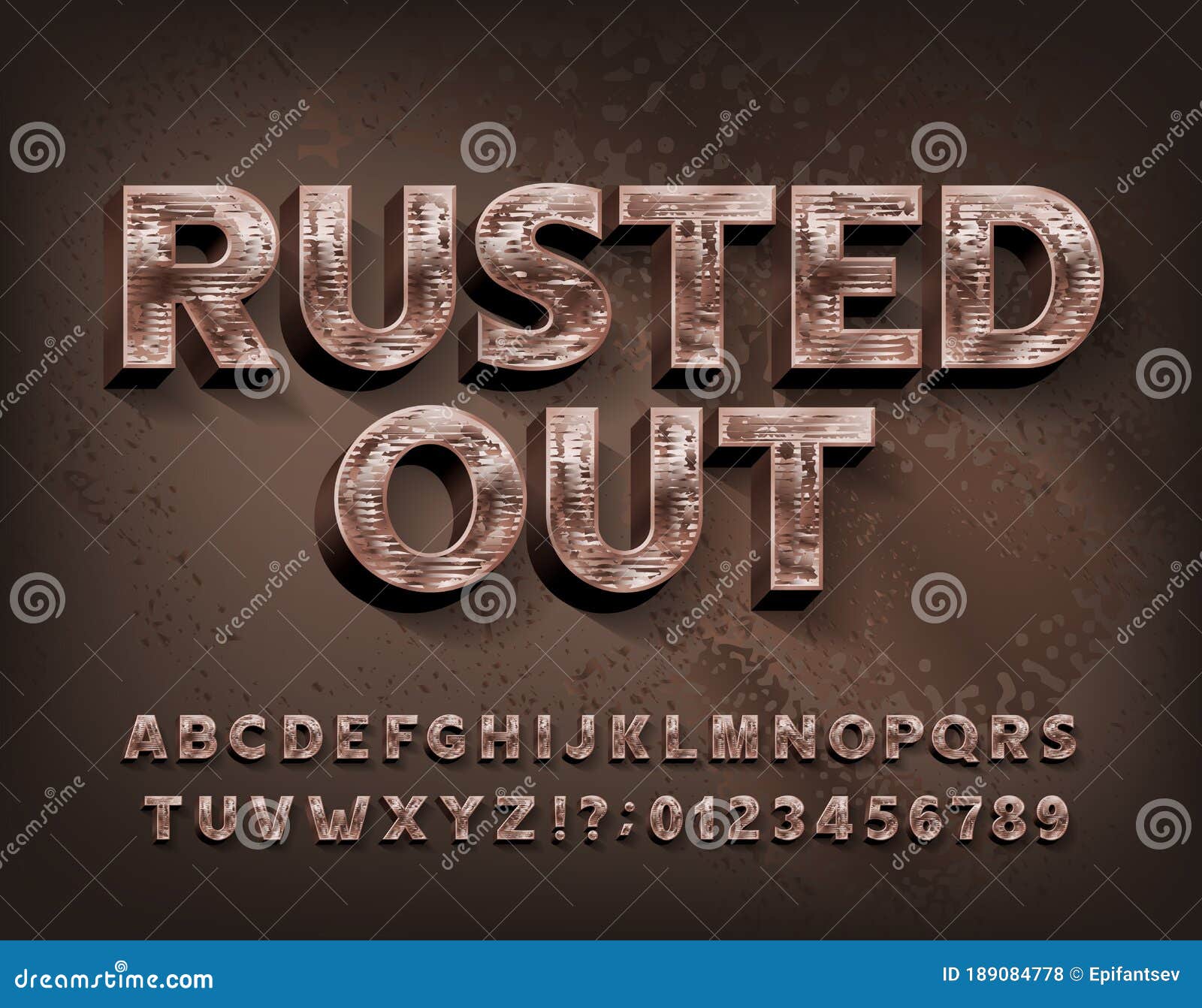 Rusted Out Alphabet Font. Scratched Metal Letters and Numbers Stock ...