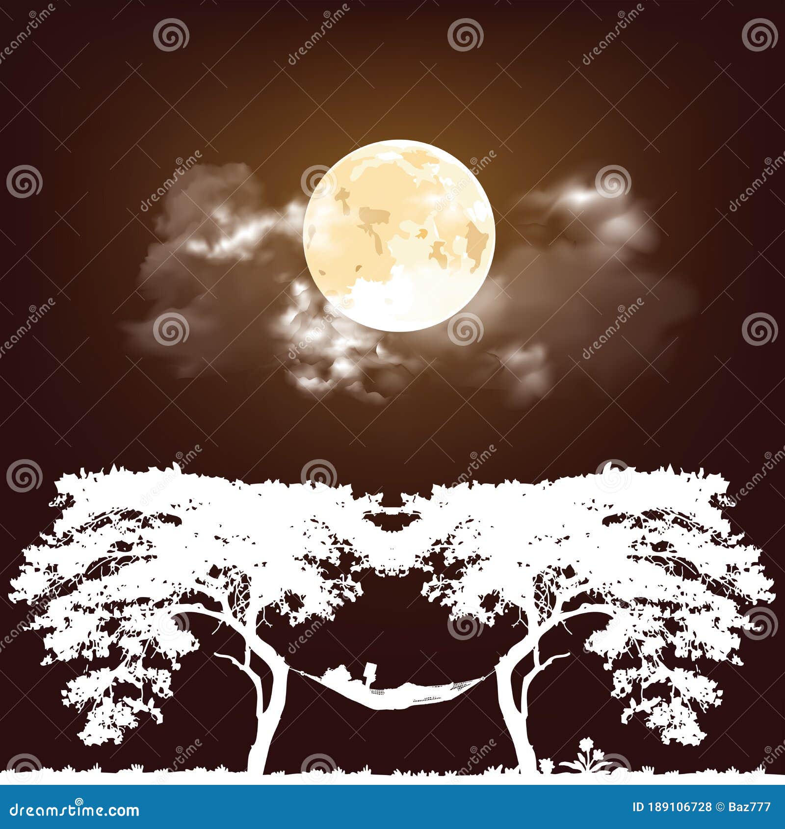 Woman reading by moonlight stock illustration. Illustration of graphic ...