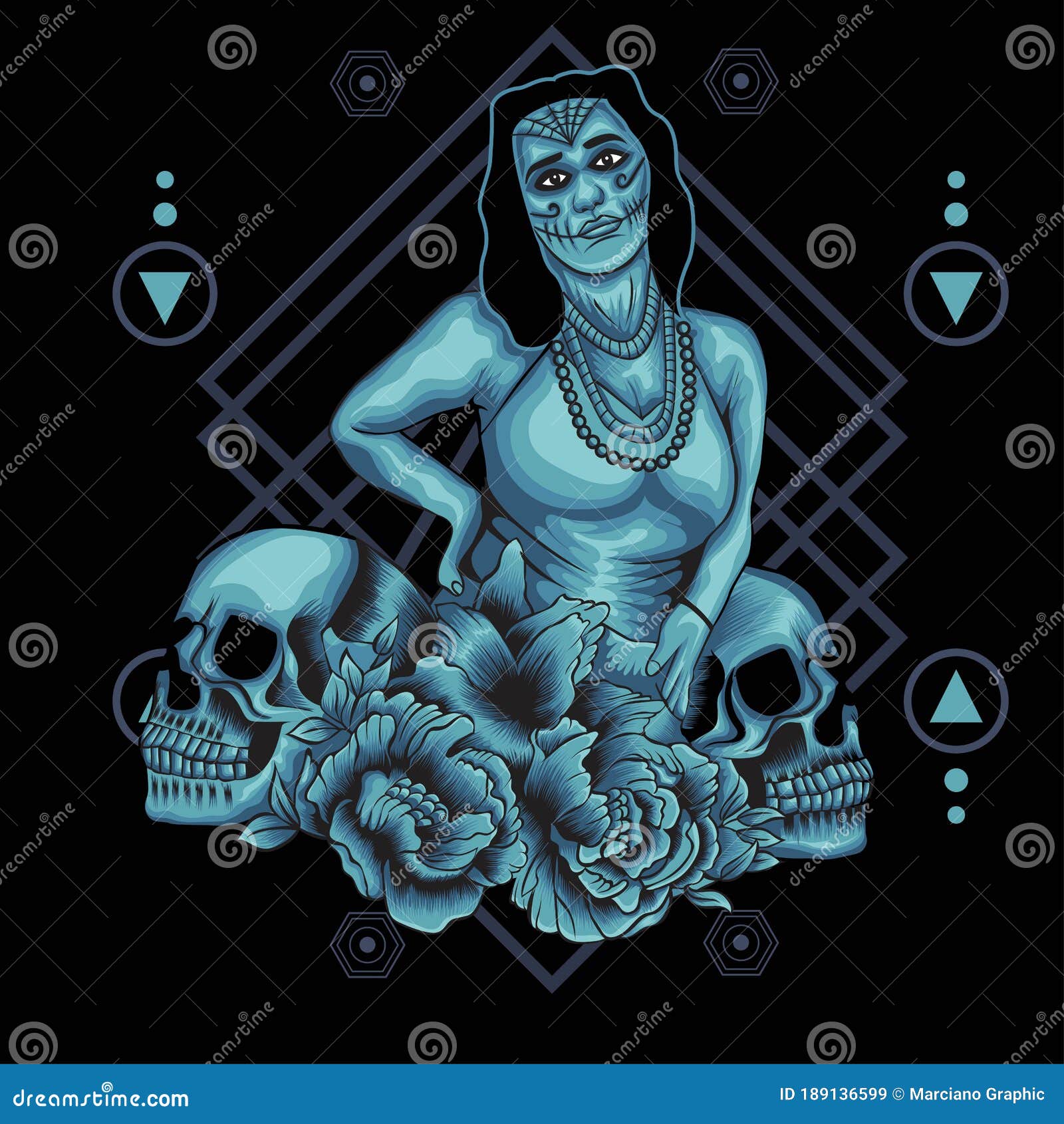 Beautiful Metal Girl. stock vector. Illustration of gothic - 189136599