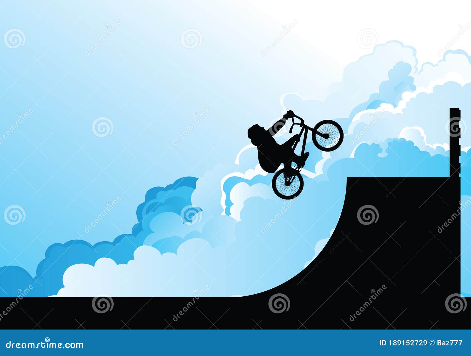 Silhouetted BMX rider stock vector. Illustration of bicycle - 189152729