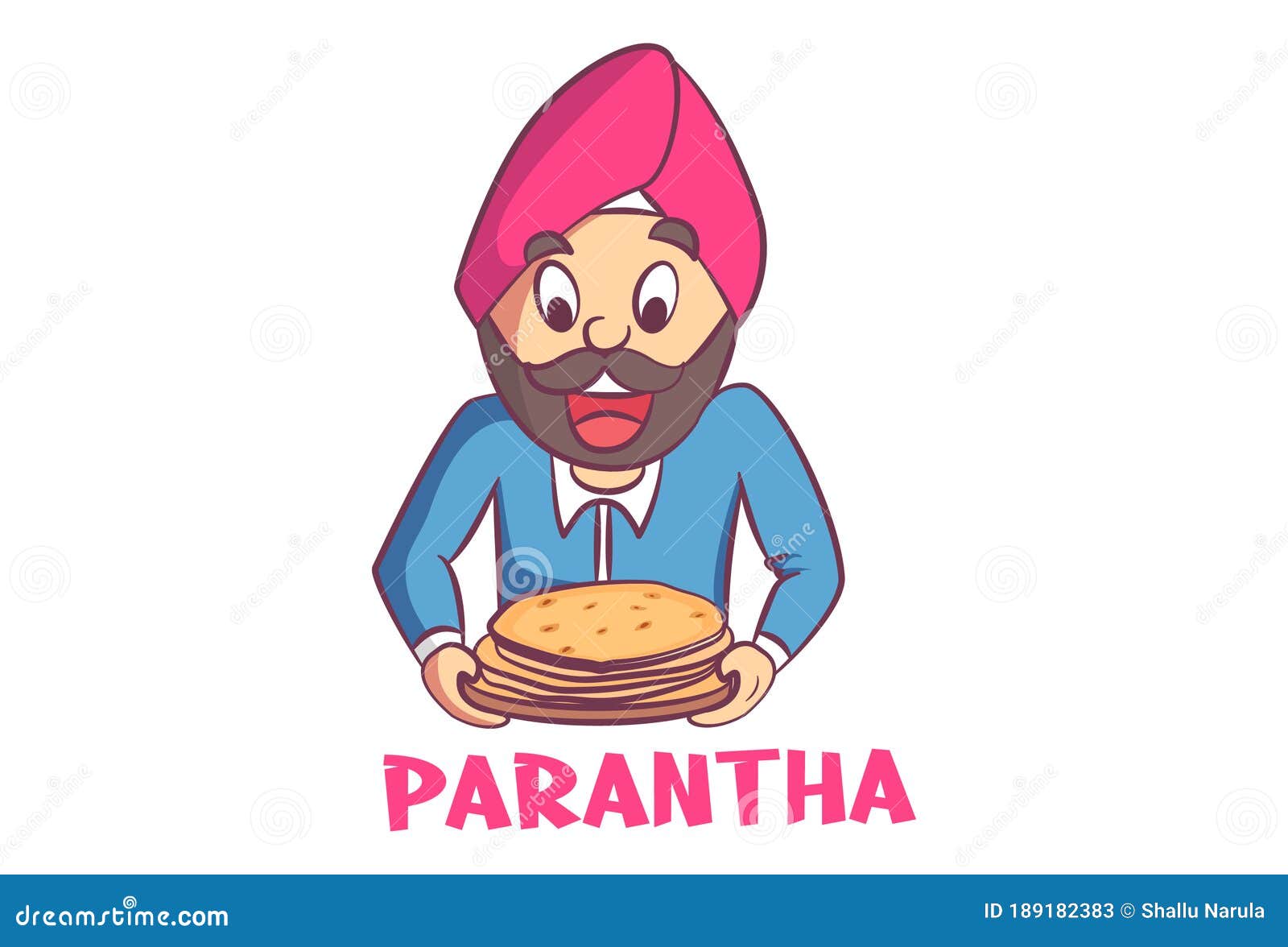Paratha Background. Design With Cartoon Style. Vector Illustration ...