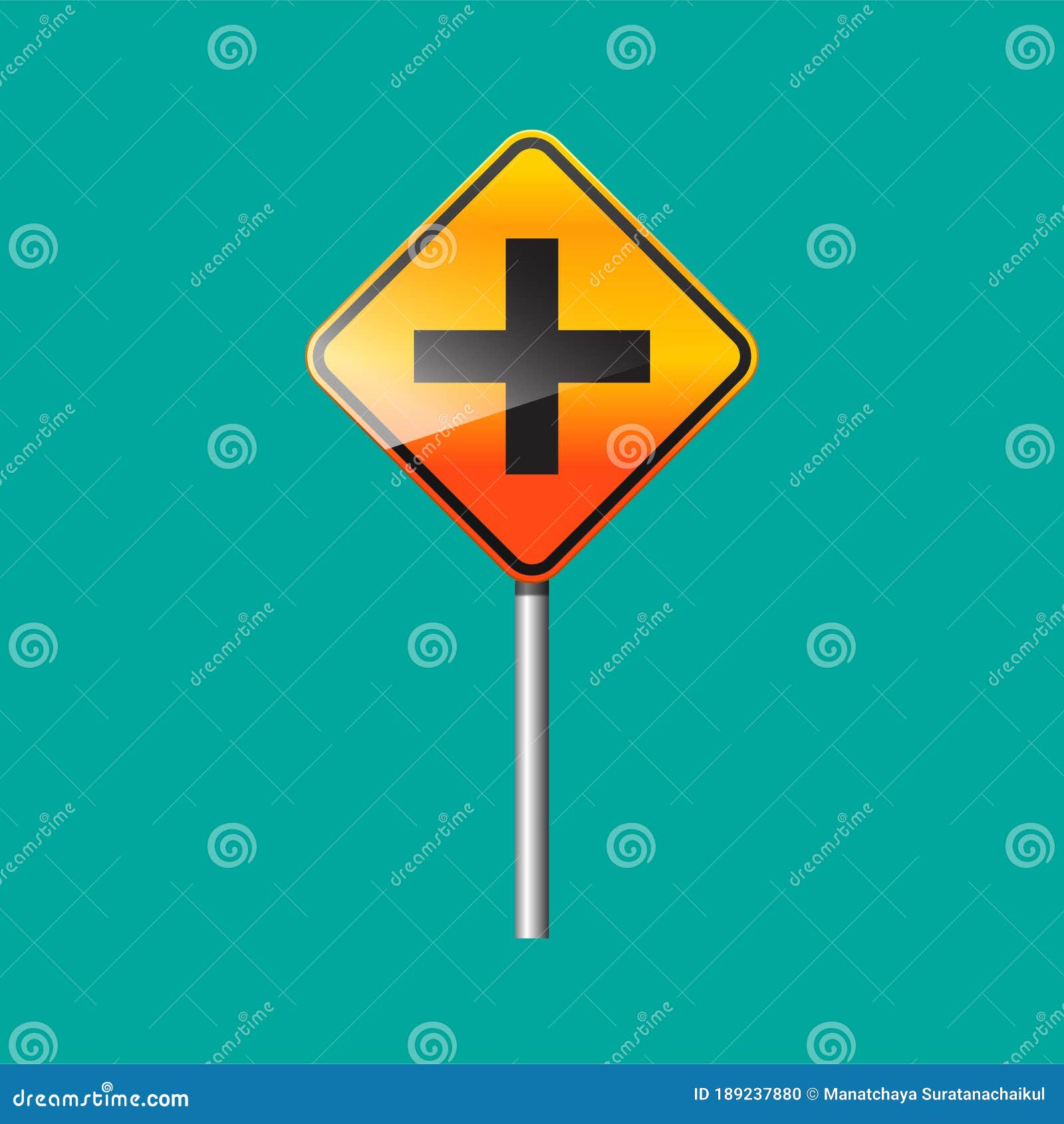 Crossroads ahead sign stock vector. Illustration of street - 189237880