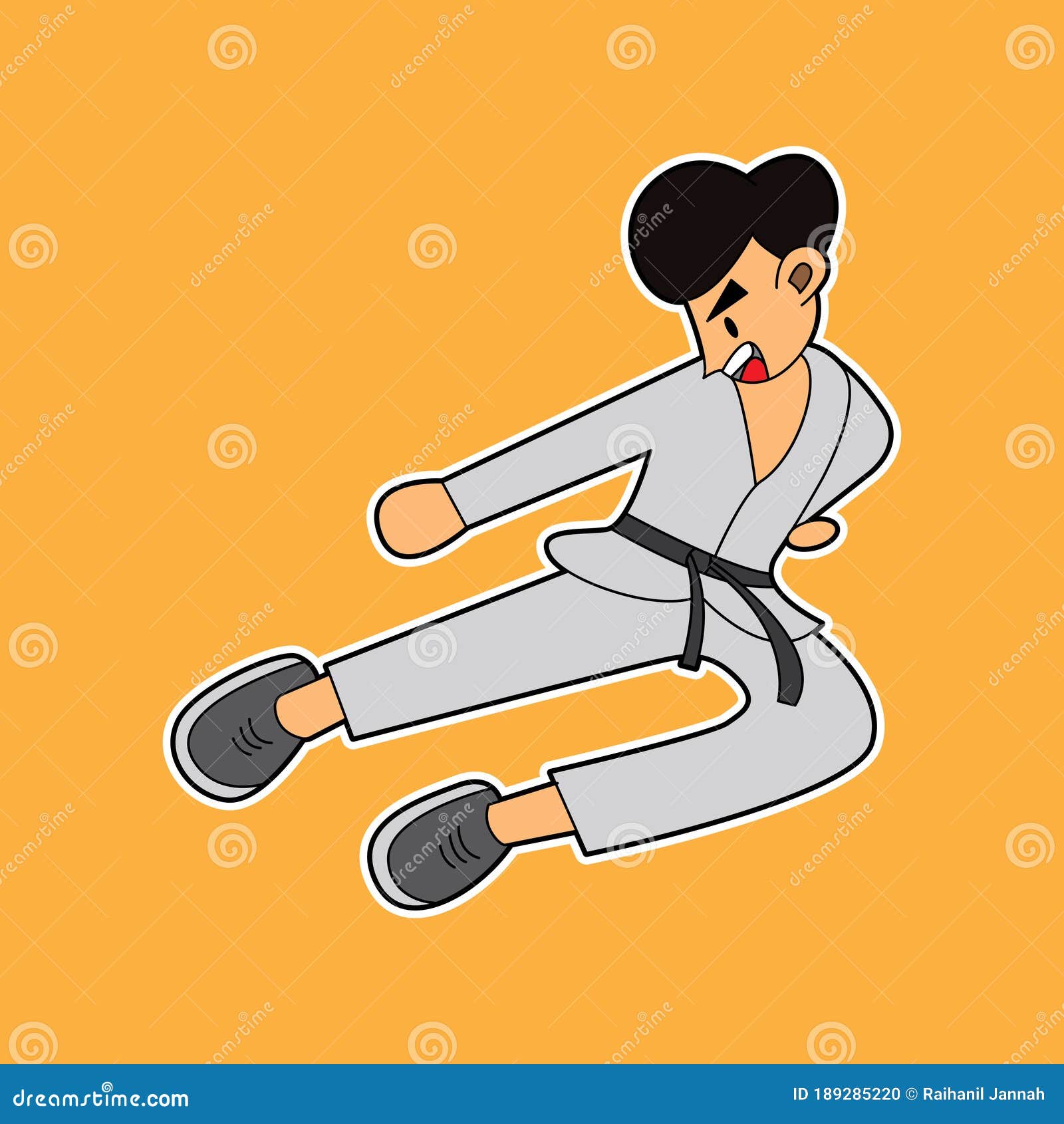 Illustration Vector Graphic of Karate Jump Kick Movement. Stock Vector ...