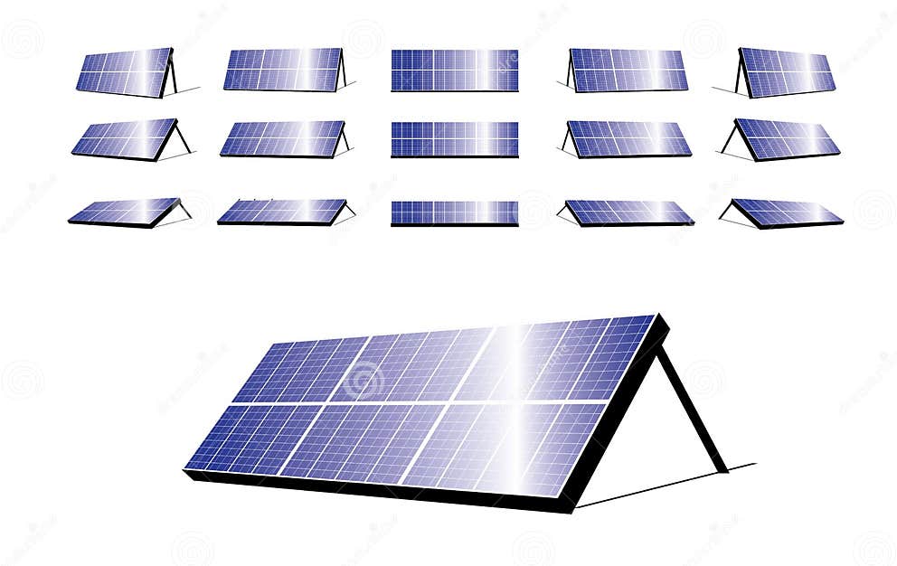 Various Angle Solar Energy Panel Animation Perspective Stock Vector ...