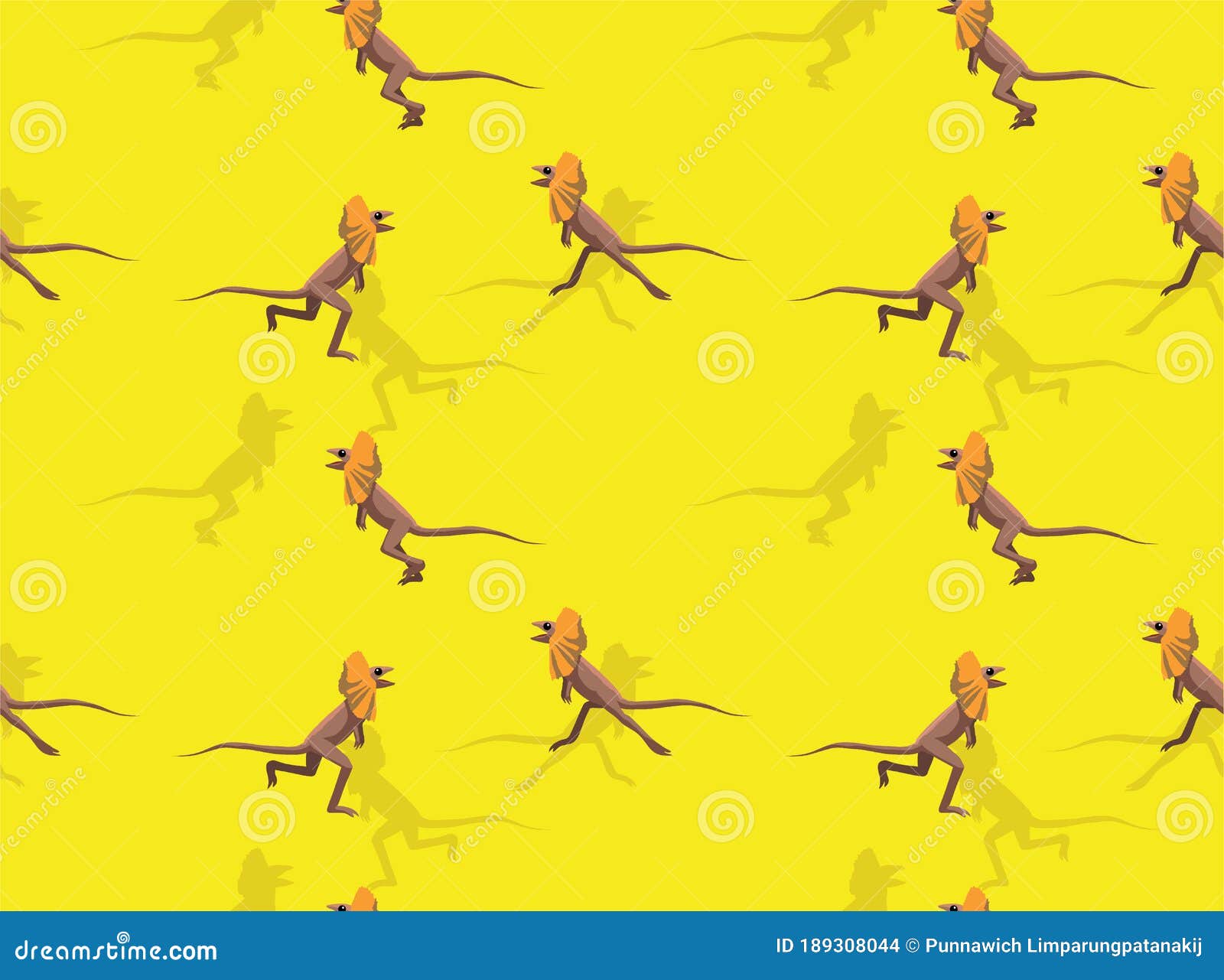 Frilled Lizard Running Cartoon Vector Seamless Background Wallpaper-01 ...