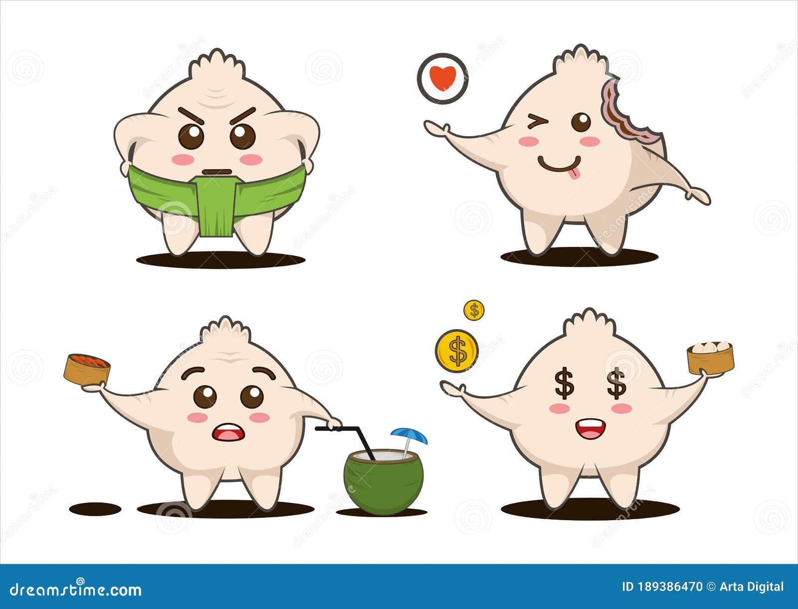 A Cute Baozi Character Design Set Cartoon Vector | CartoonDealer.com ...