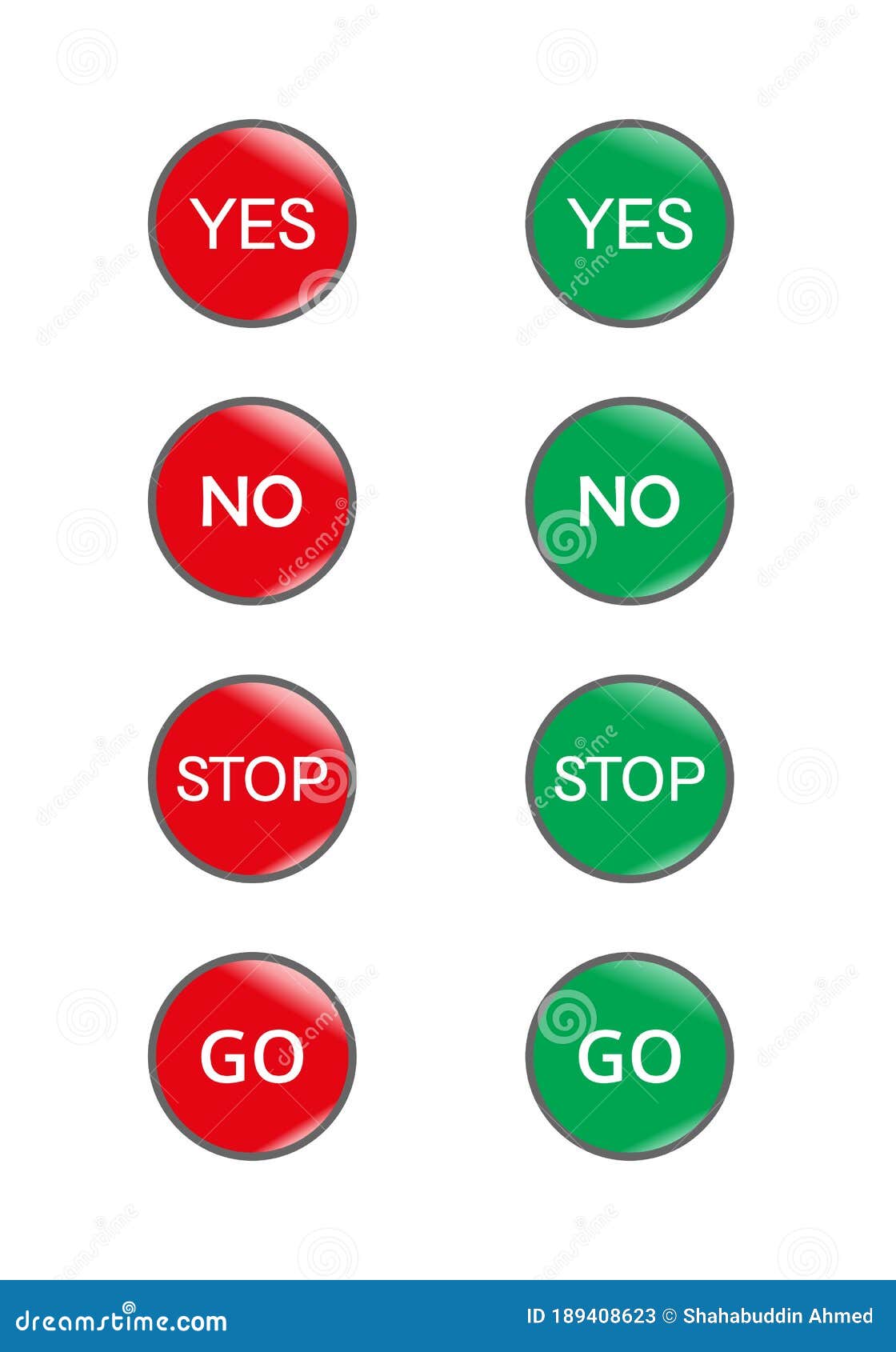 Yes No Buttons and Stop Go Buttons. Vector Illustration Stock Vector ...