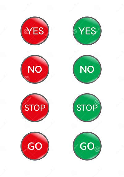 Yes No Buttons and Stop Go Buttons. Vector Illustration Stock Vector ...