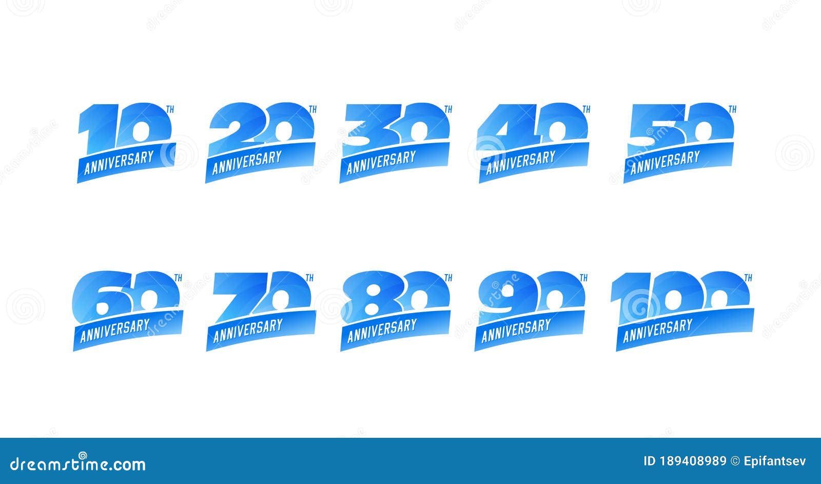 Set Of Anniversary Signs, Symbols. Five, Ten, Twenty, Thirty, Forty ...