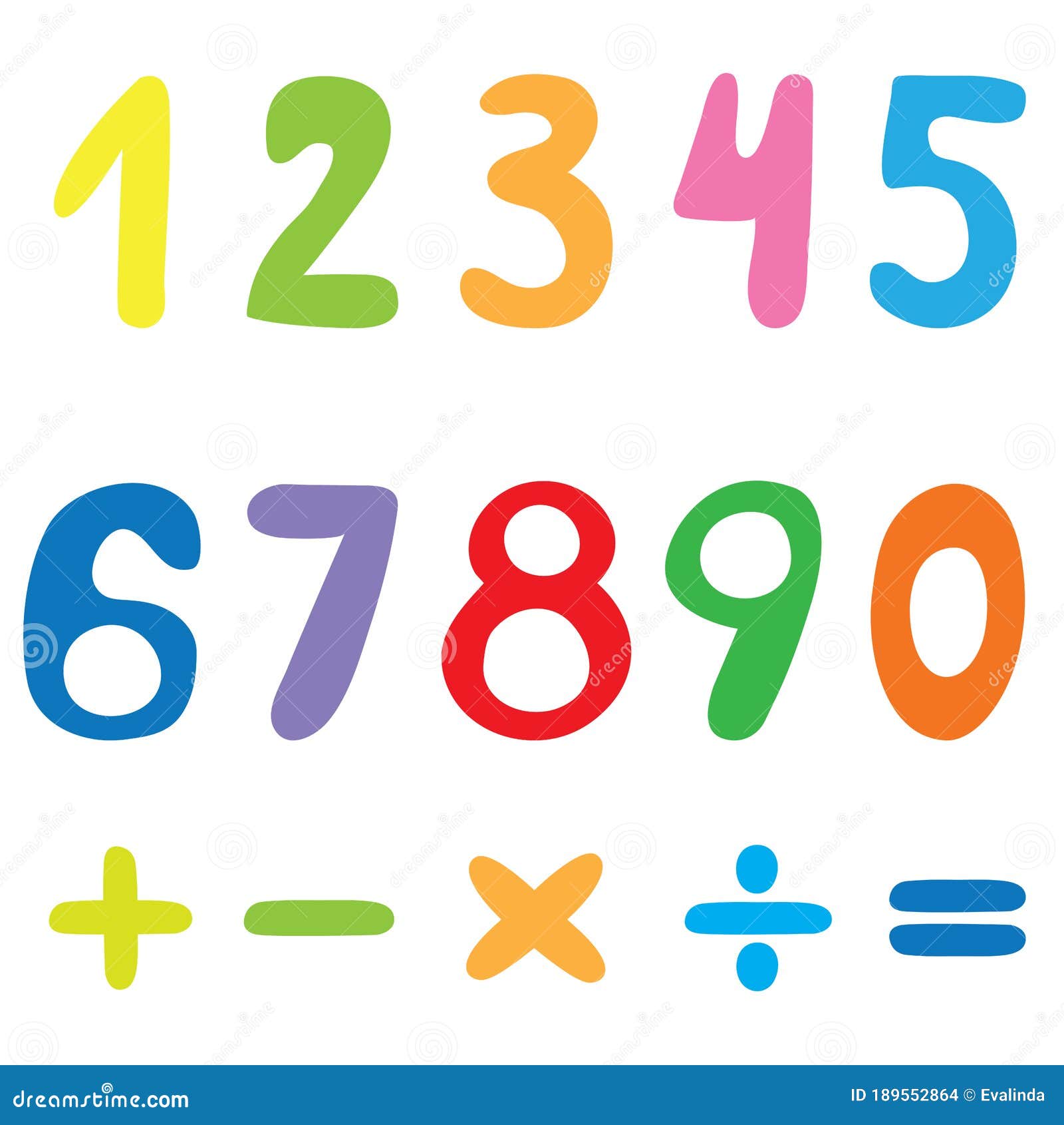 Colorful Numbers And Maths Symbols On White Background. Stock Photo ...