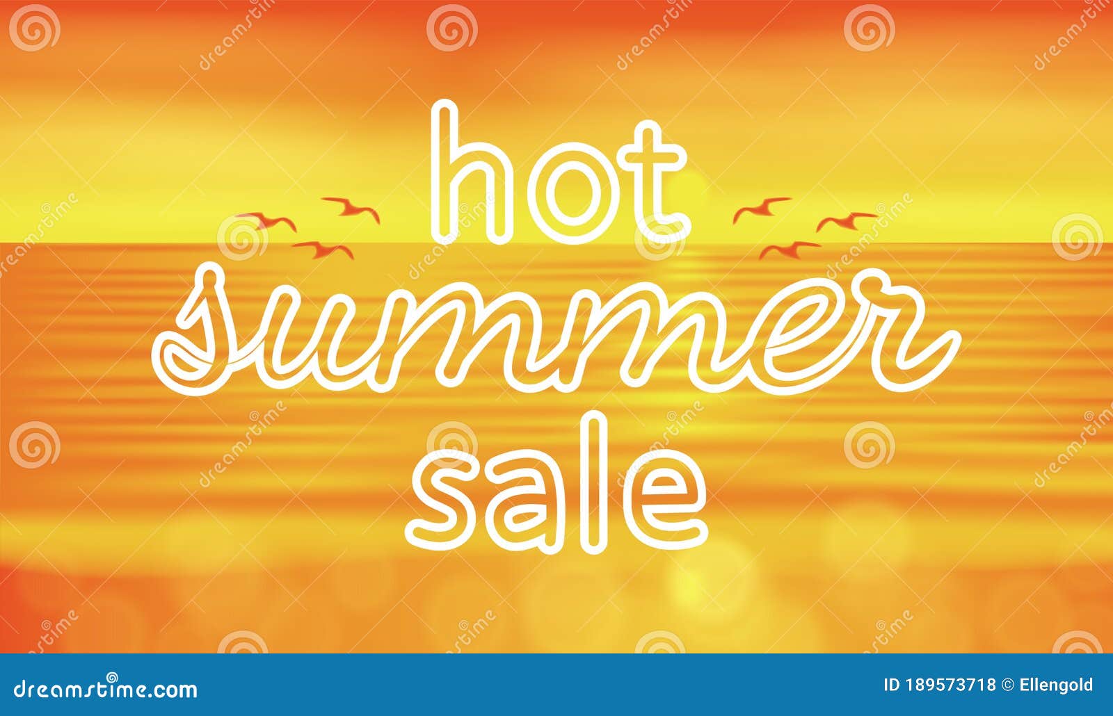 Hot Summer Sale Banner, Vector Sunrise on the Sea Stock Vector ...