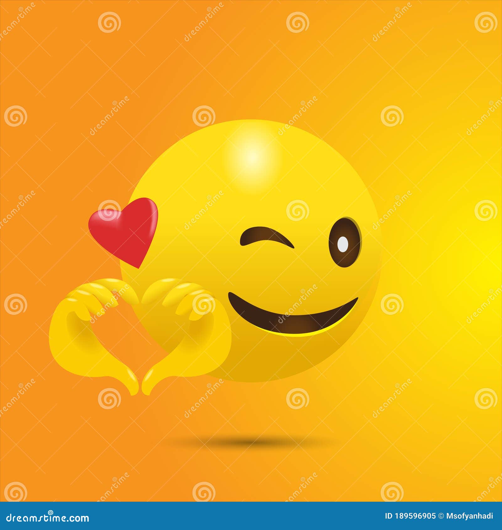 Winking Face Emoji Giving Finger Heart Stock Vector - Illustration of ...
