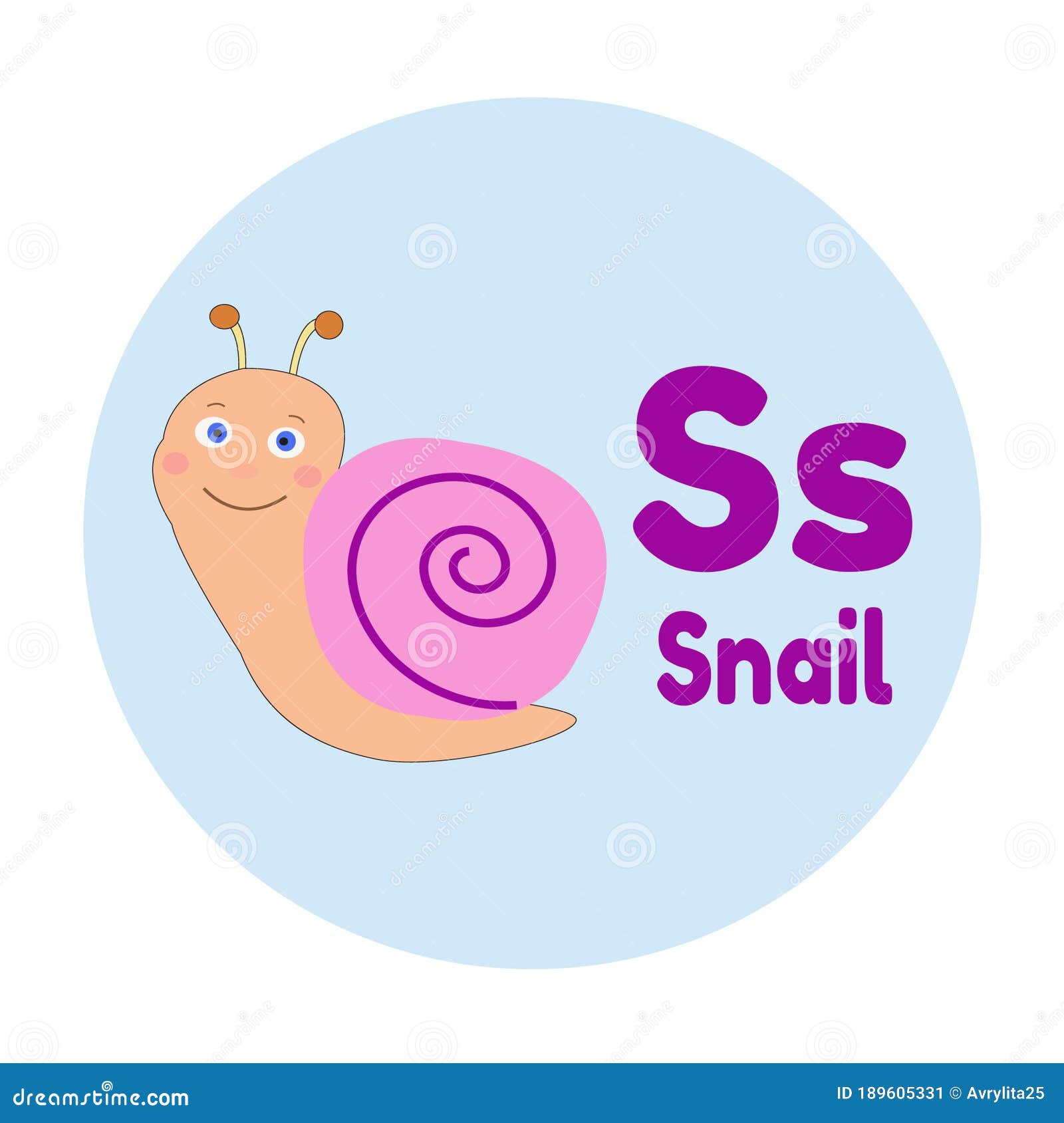 Animal Alphabet S Snail Cartoon Illustration Vector Stock Vector ...