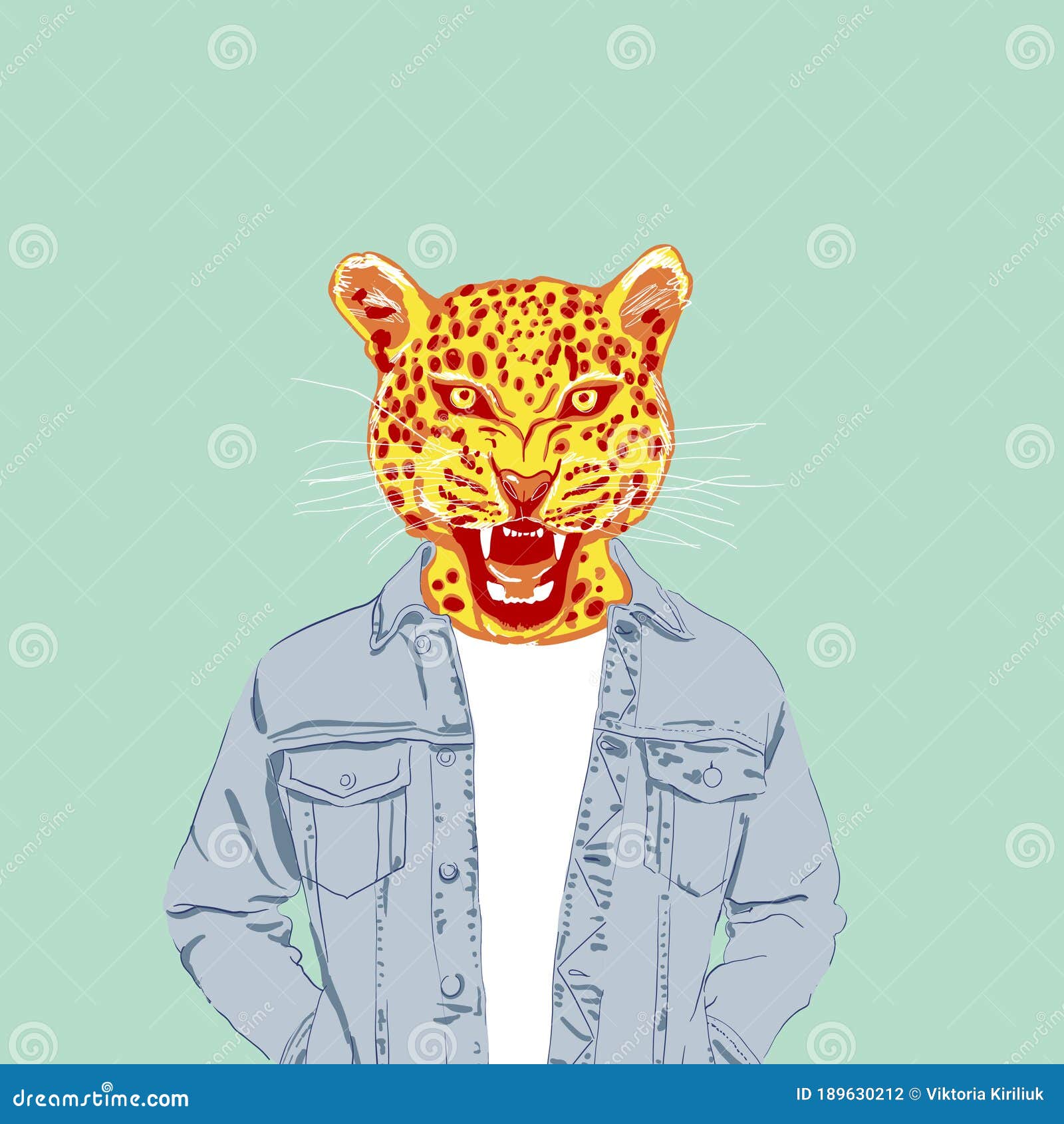 Leopard with a Human Body - Vector Illustration Stock Photo - Image of ...