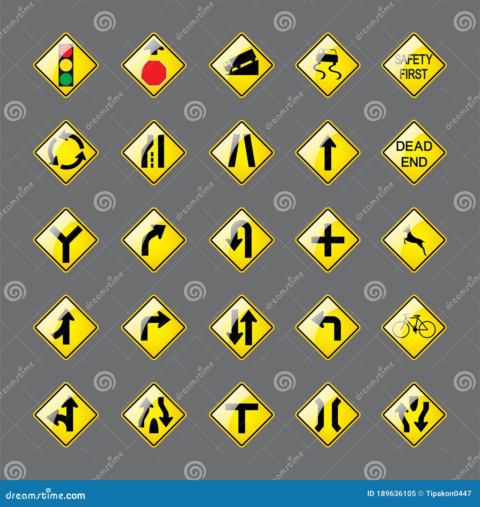 International Road Sign Set. Stock Vector - Illustration of right ...
