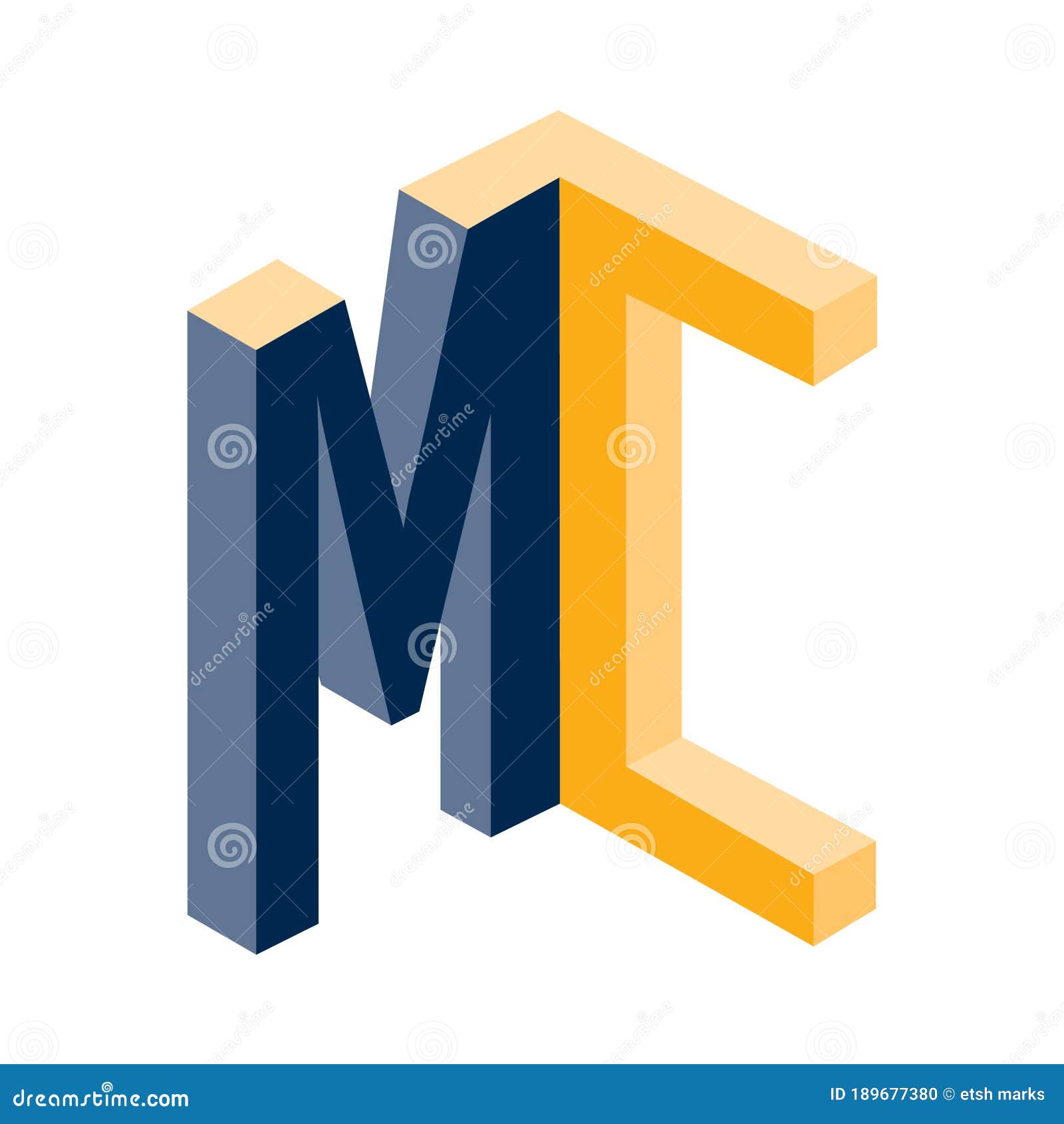 Isometric Design of a Logo Consisting of the Letters M & C. Stock ...