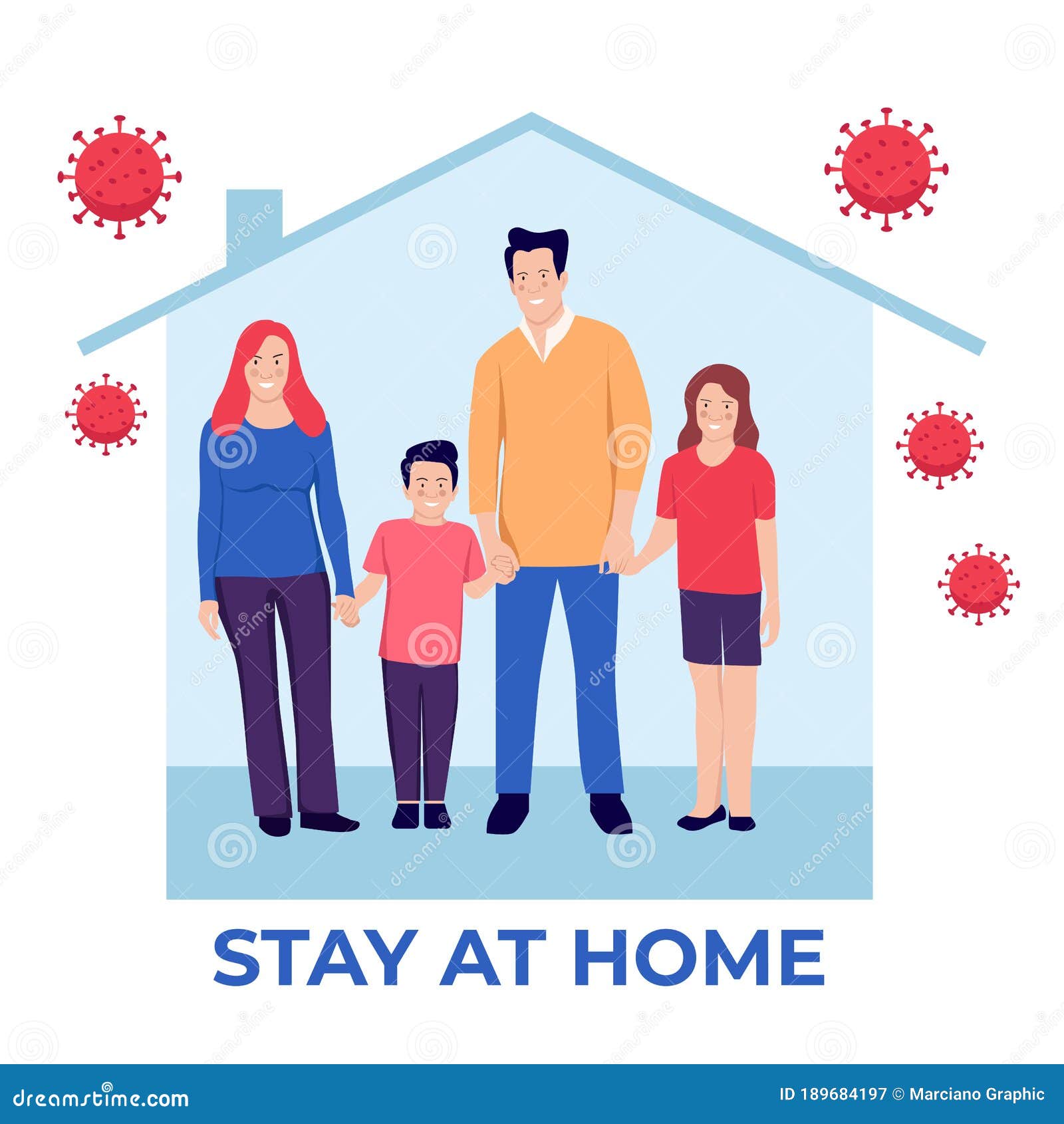 Family Stay at Home Illustration Concept. Stock Vector - Illustration ...